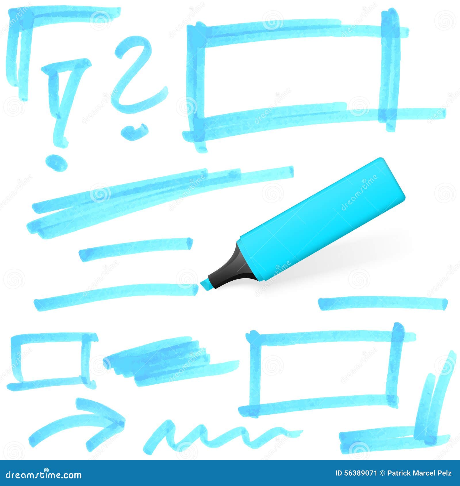Colored Highlighter with Markings Stock Vector - Illustration of blue ...
