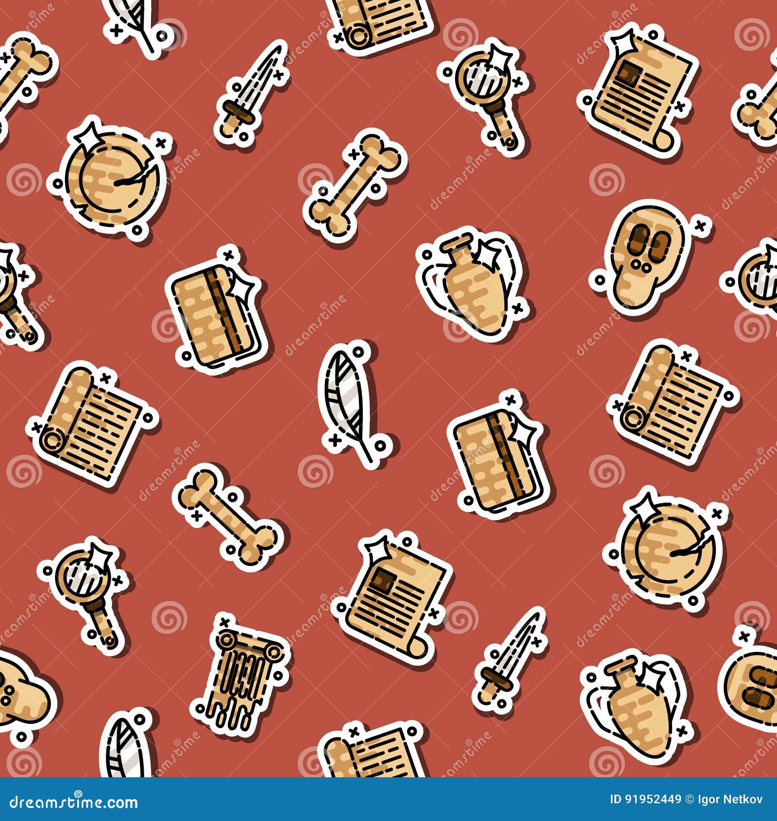 Colored history pattern stock vector. Illustration of bookshelf - 91952449