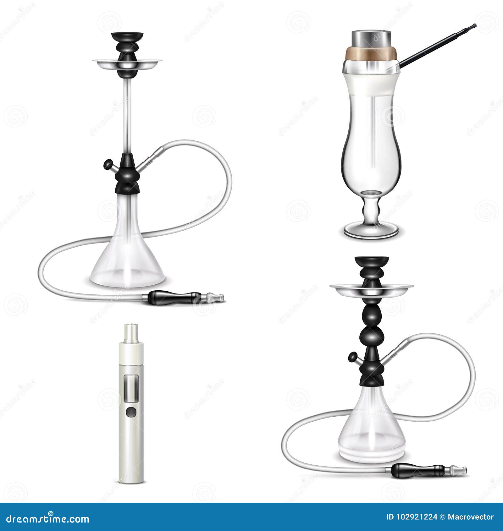 Hookah Realistic Icon Set stock vector. Illustration of shisha - 102921224