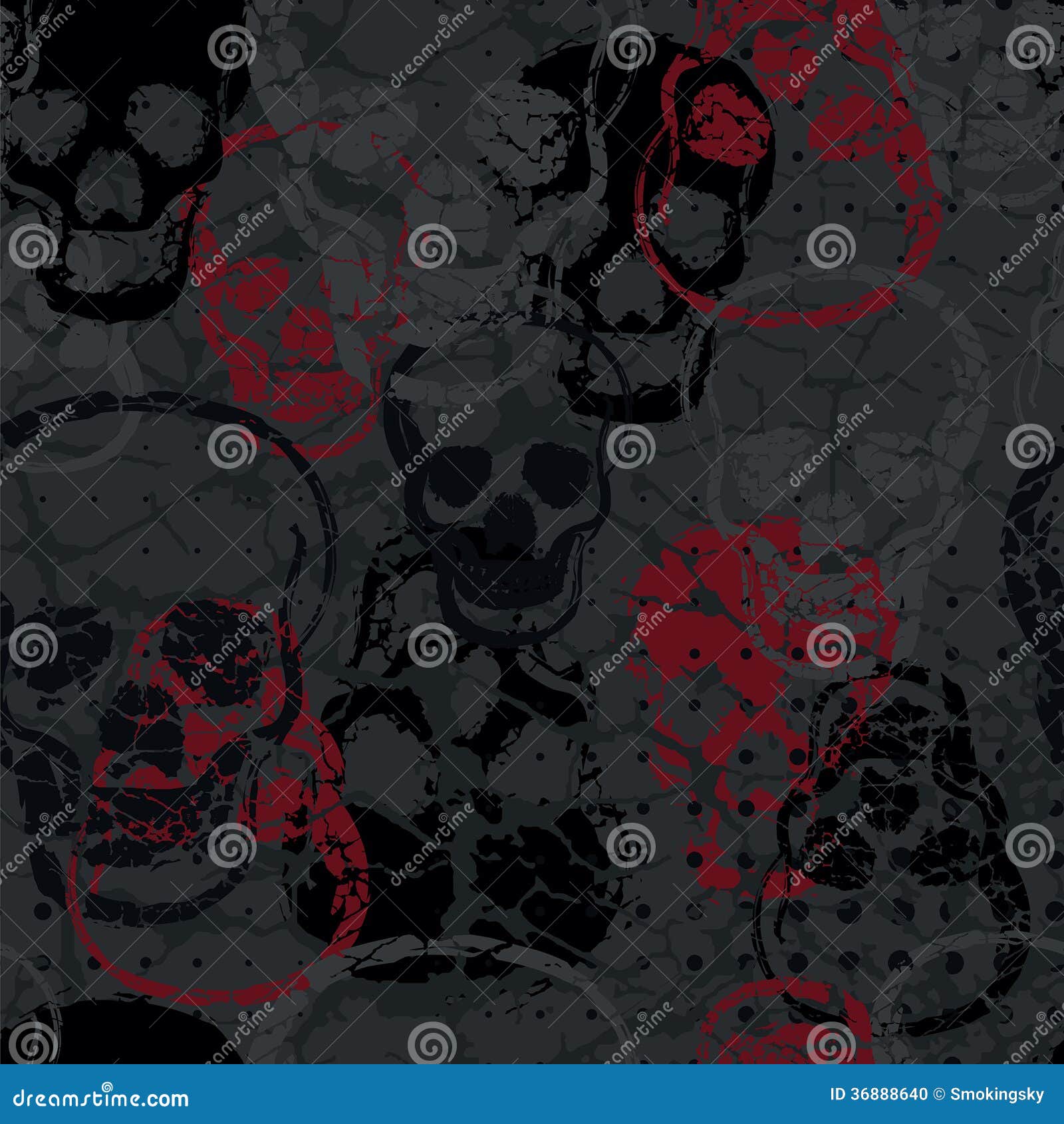 Colored Horror Skull Seamless Pattern Stock Vector - Illustration of ...