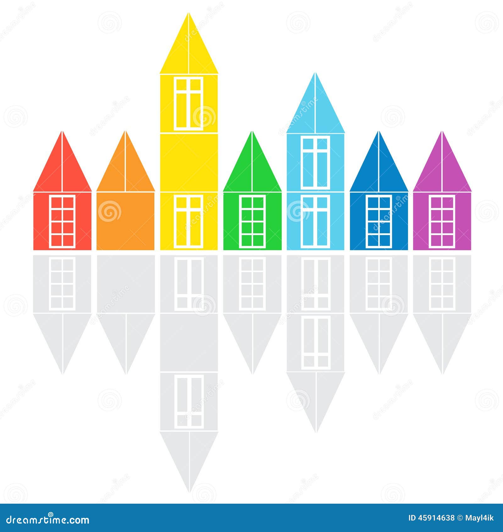 Colored houses stock vector. Illustration of colored - 45914638