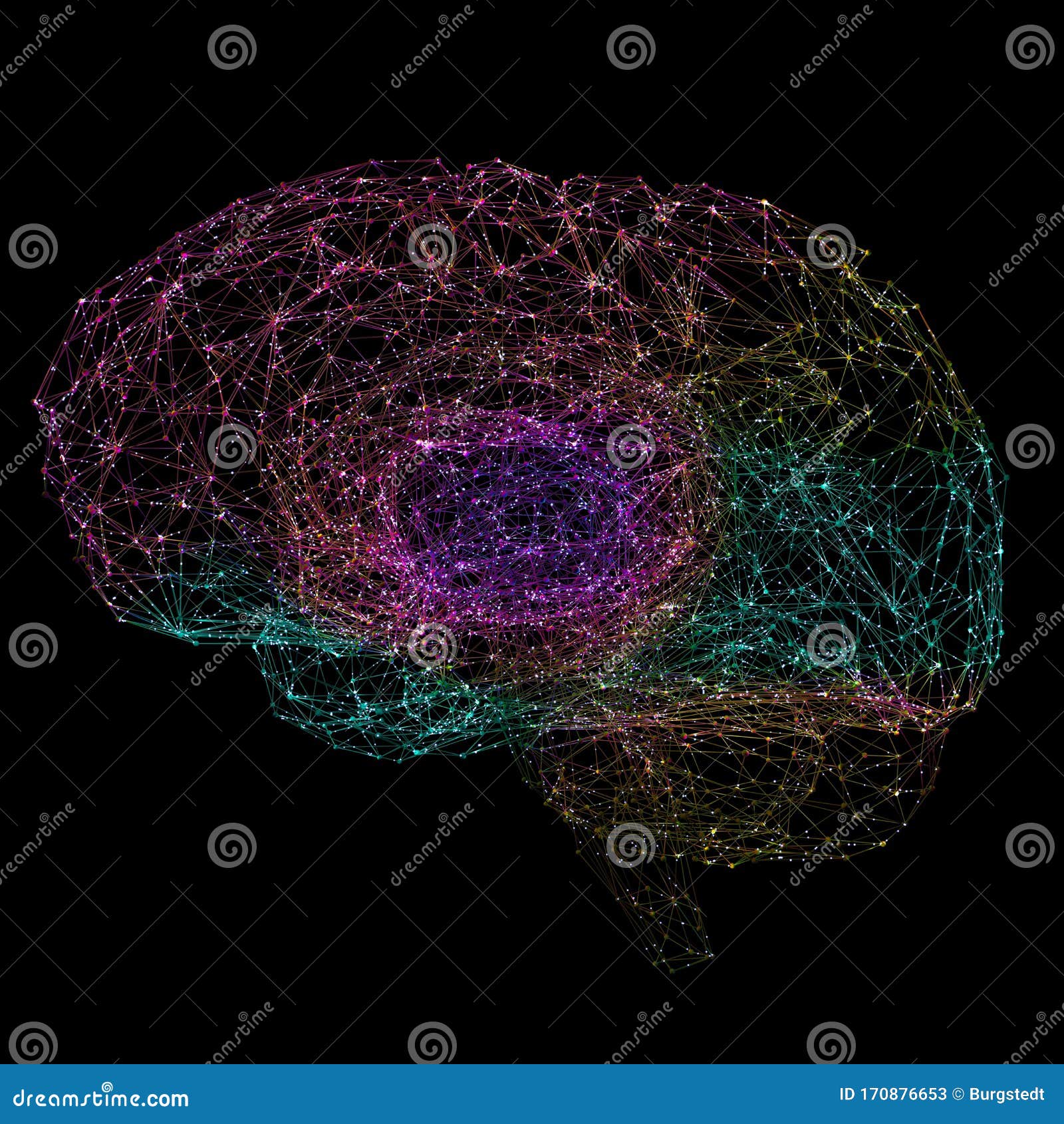 The Human Brain Represented by Light Points Connected by Lines Stock ... The Human Brain Represented by Light Points Connected by Lines Stock ...