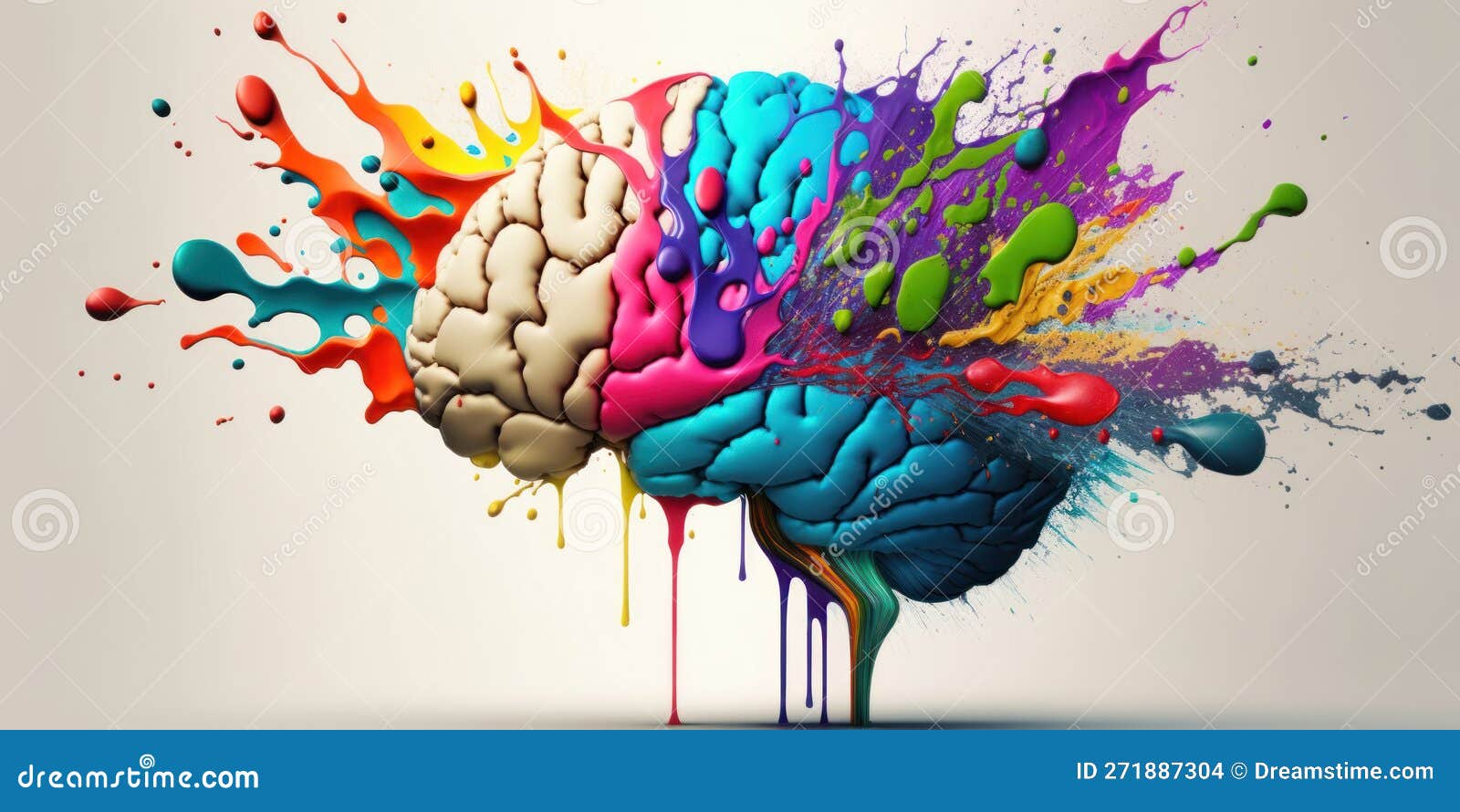 Colored Human Brain with Splashes of Paint Stock Illustration ...