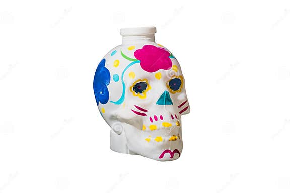 Colored Human Skull Isolated on White Background Stock Image - Image of ...