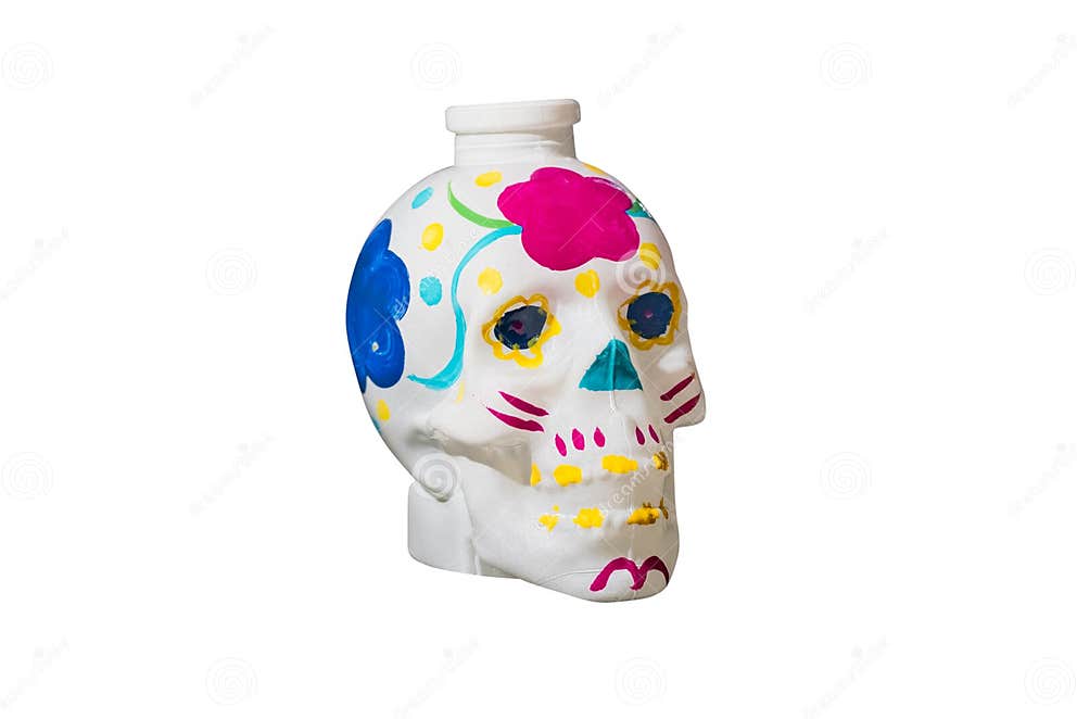 Colored Human Skull Isolated on White Background Stock Image - Image of ...