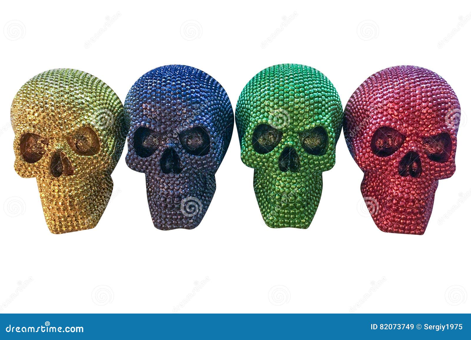 Colored Human Skulls Isolated on White Background Stock Image - Image ...