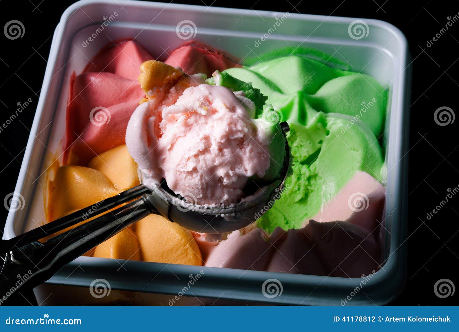 Colored Ice Cream in the Container Stock Photo - Image of delicious ...