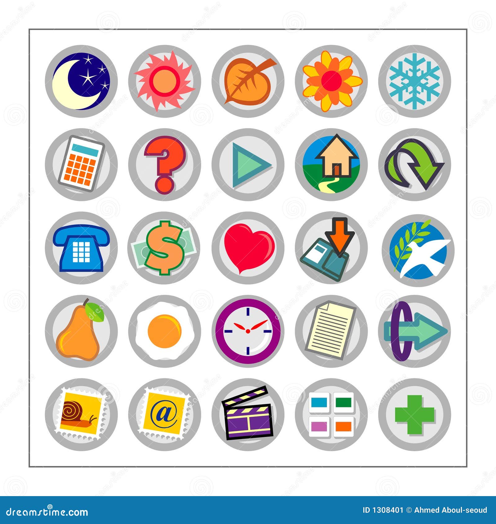 Colored Icon Set 1 - Version1 Stock Vector - Illustration of green ...