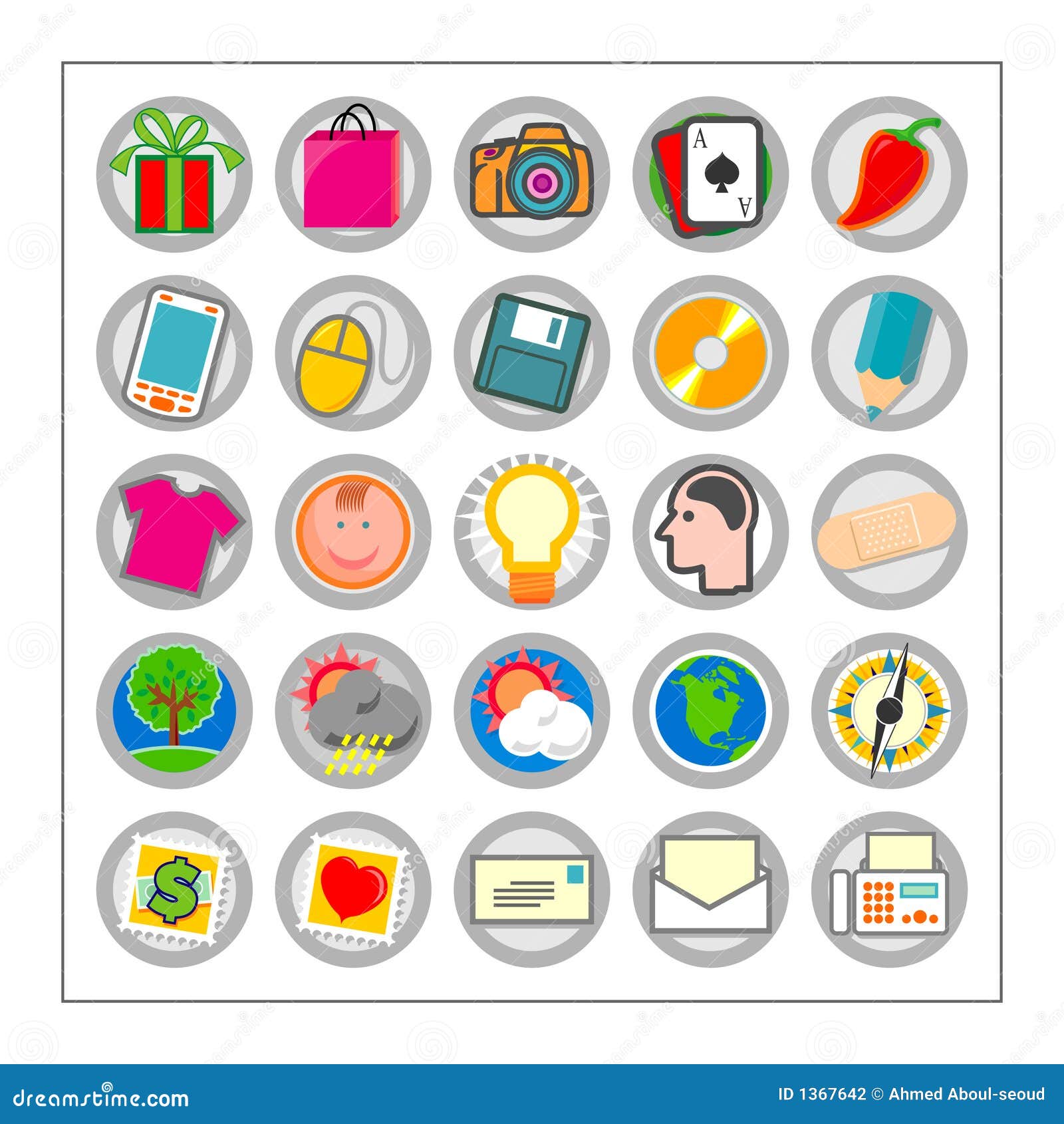 Colored Icon Set 3 - Version1 Stock Vector - Illustration of pepper ...