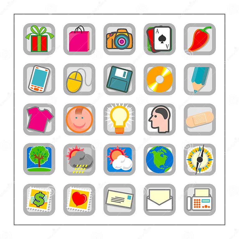 Colored Icon Set 3 - Version2 Stock Vector - Illustration of envelope ...