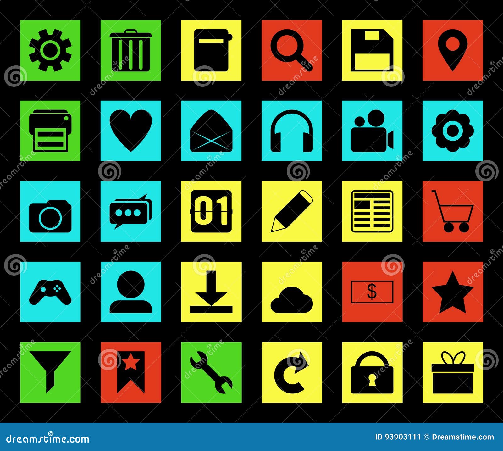 Colored icon set stock vector. Illustration of icon, internet - 93903111