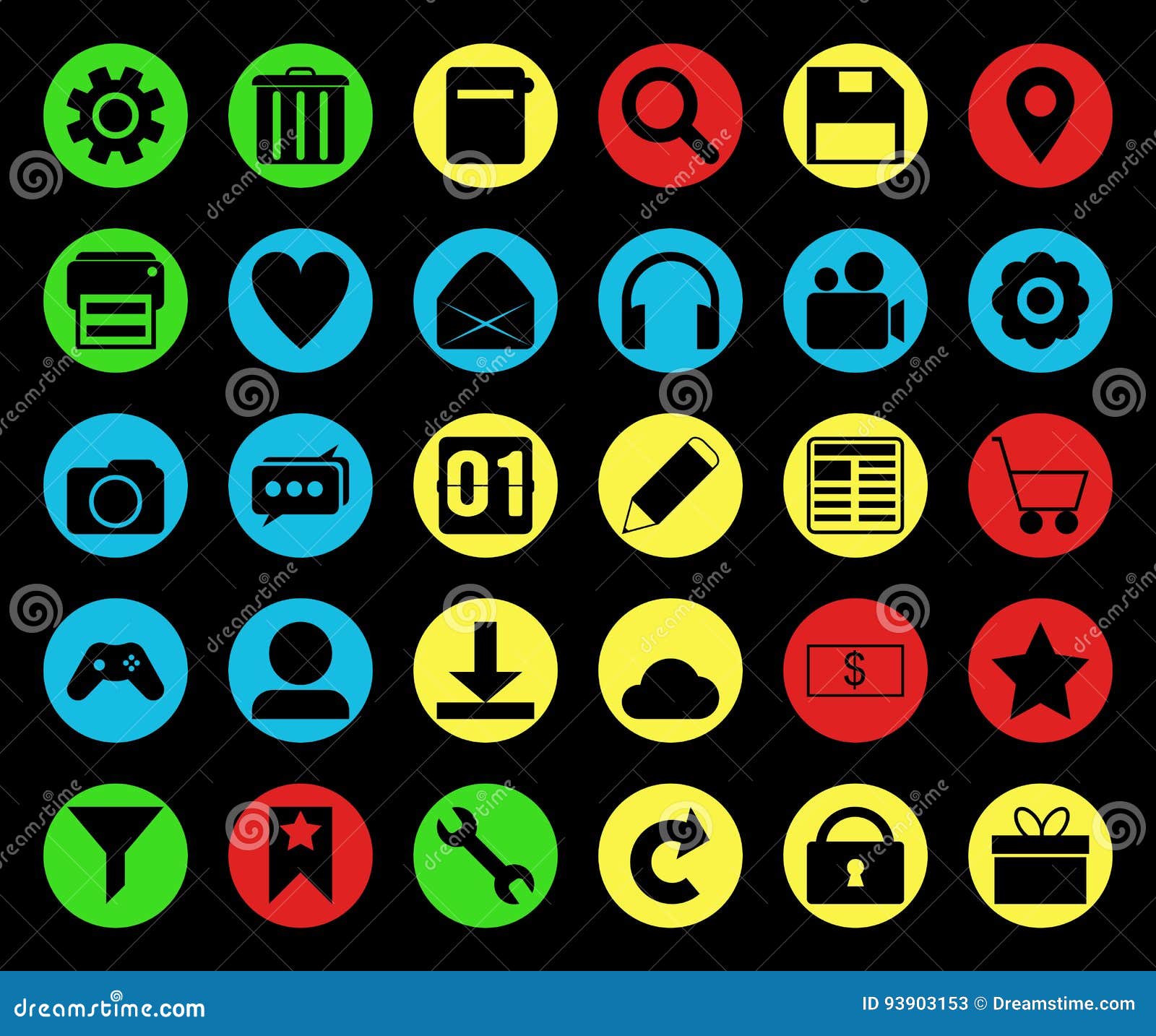 Colored icon set stock vector. Illustration of colored - 93903153