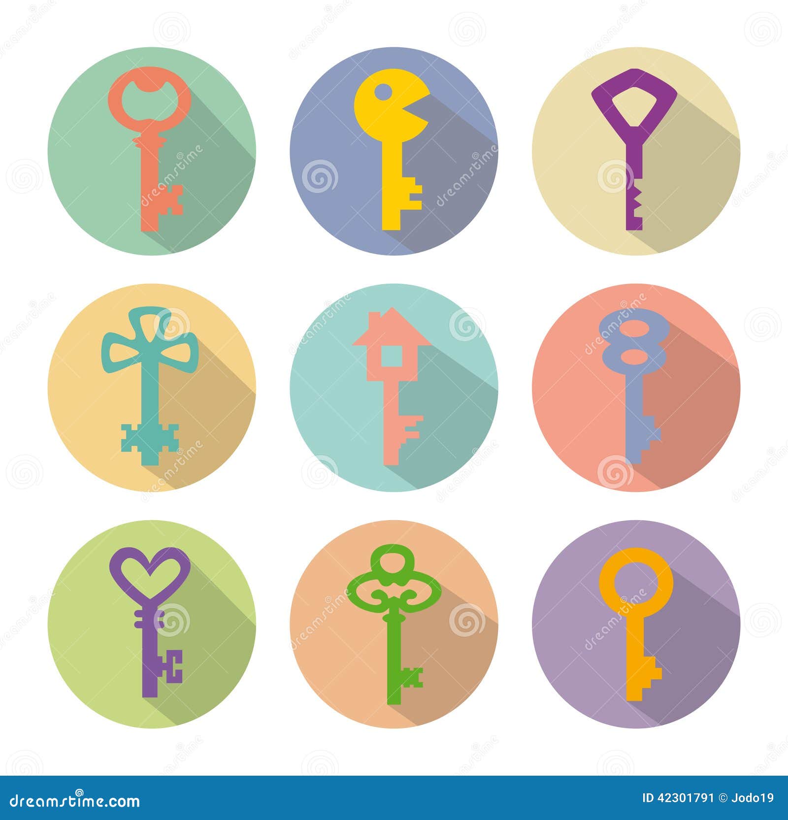 Colored icons of keys stock vector. Illustration of creative - 42301791