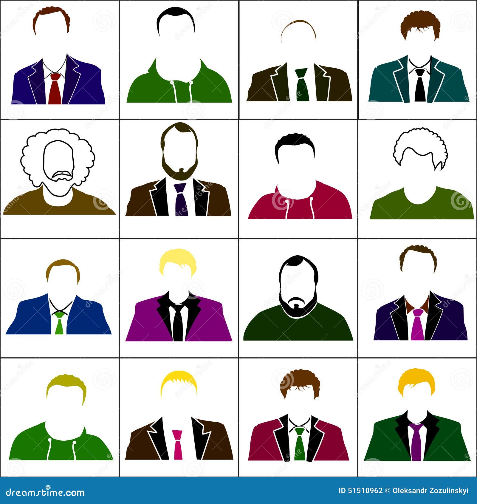 Colored Icons Males. Vector Stock Vector - Illustration of gender, male ...