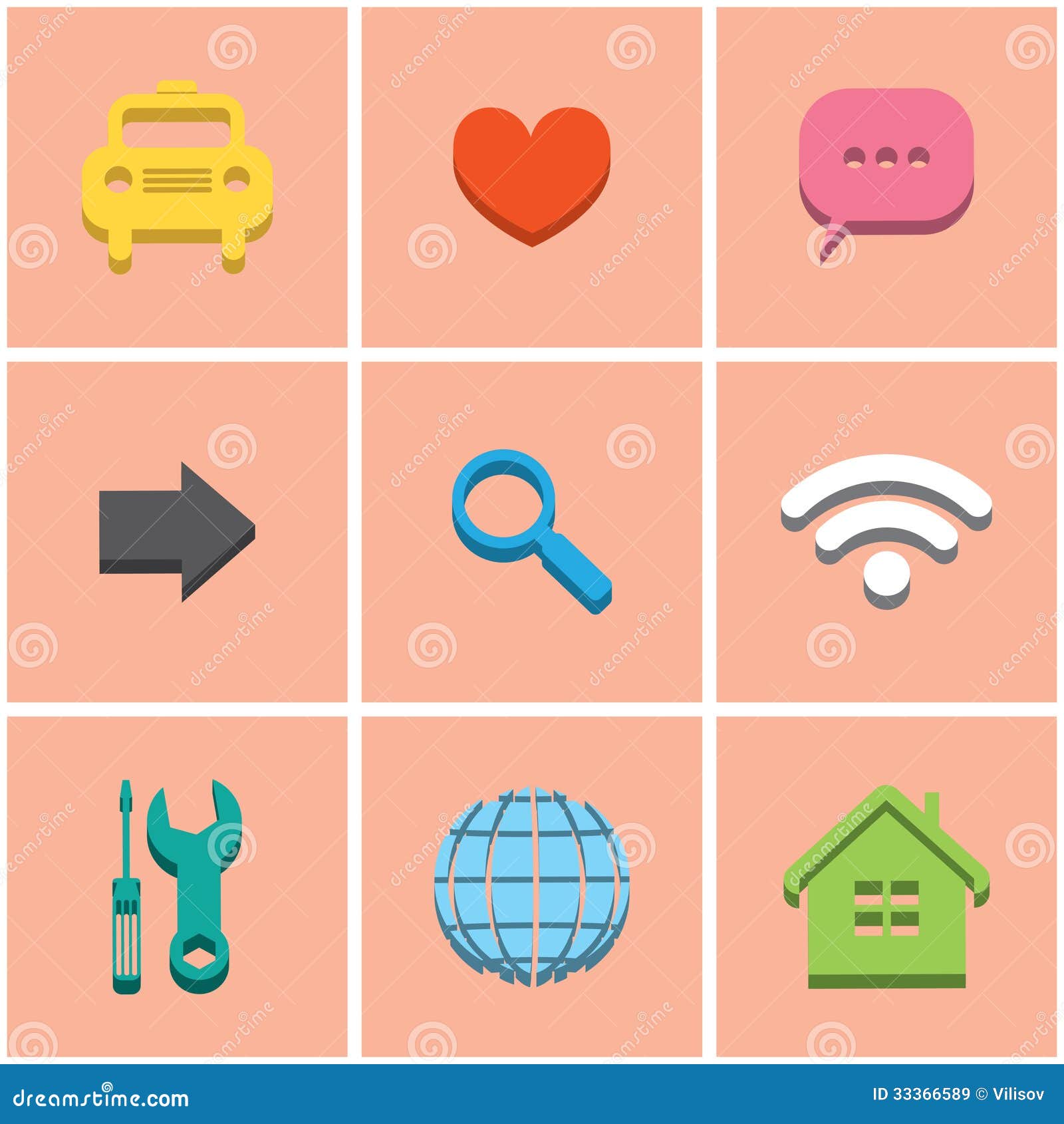 Colored icons. set 1 stock vector. Illustration of icons - 33366589