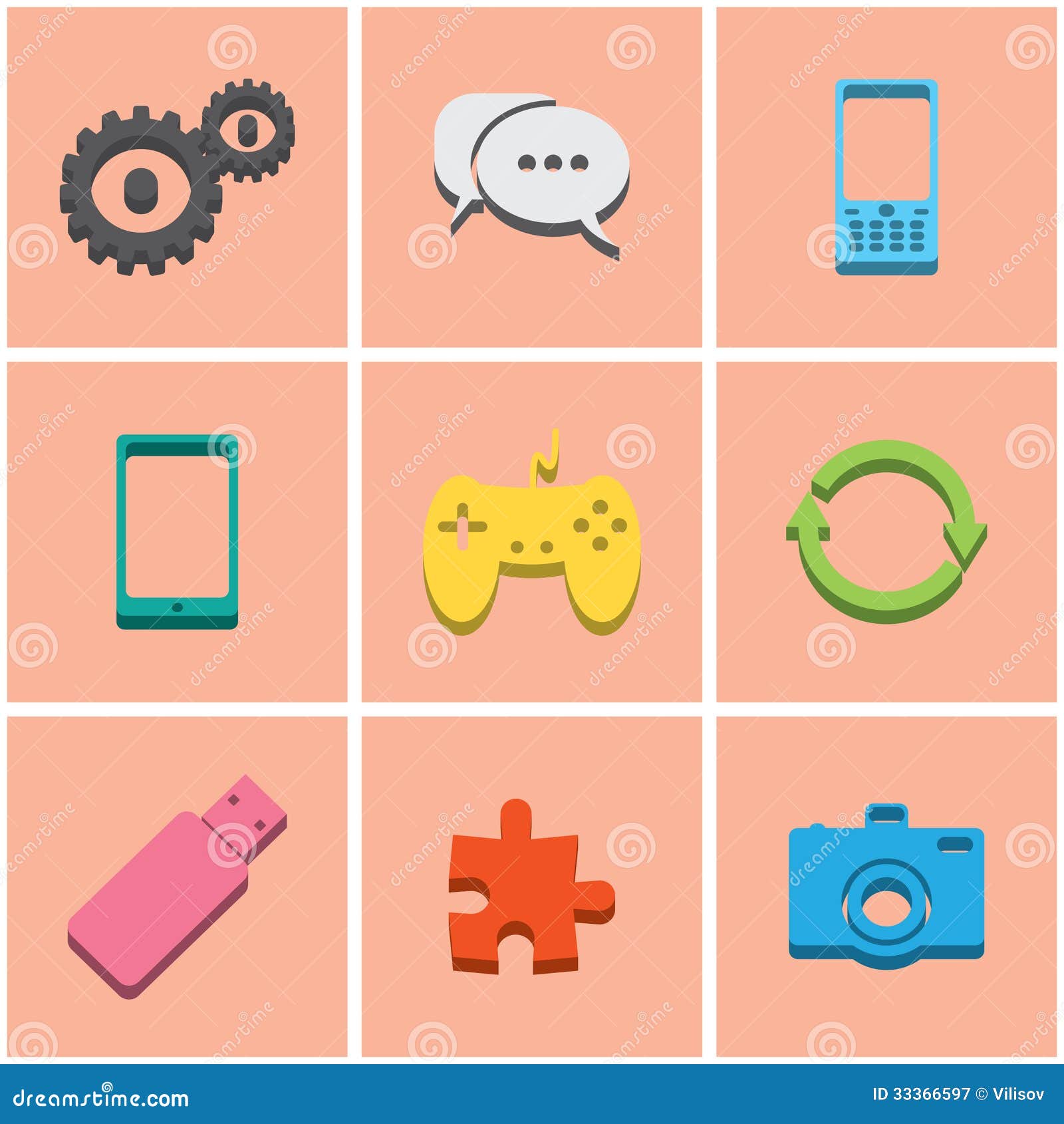 Colored icons. set 3 stock vector. Illustration of cloud - 33366597