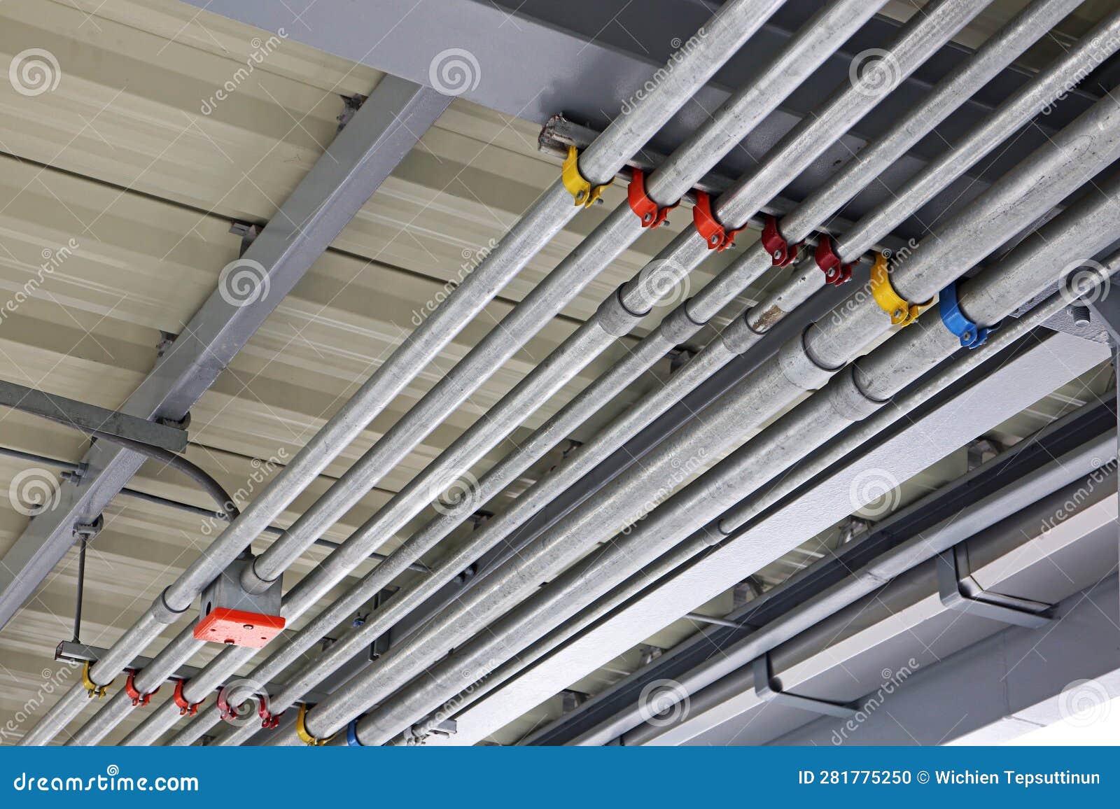 Colored Identification on the Clamps of the Electrical Cable Conduits ...