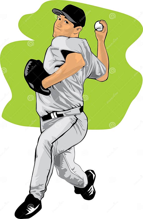 Colored Illustration of a Baseball Pitcher Stock Vector - Illustration ...