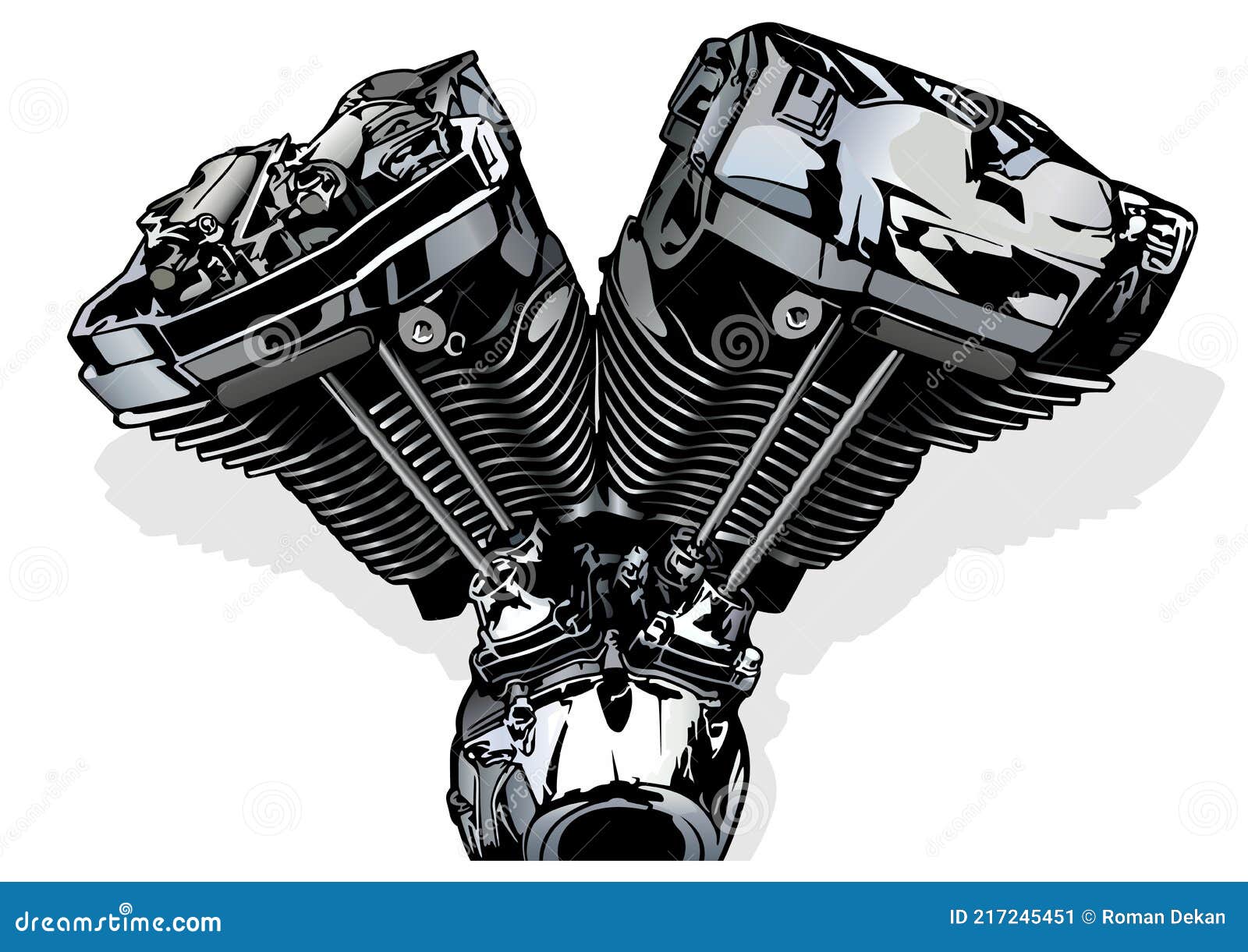 Colored Illustration of a Motorcycle Engine Stock Vector - Illustration ...