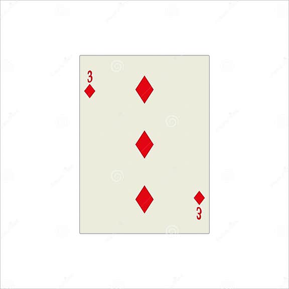 Colored Illustration of Playing Card 3 of Diamond Stock Illustration ...