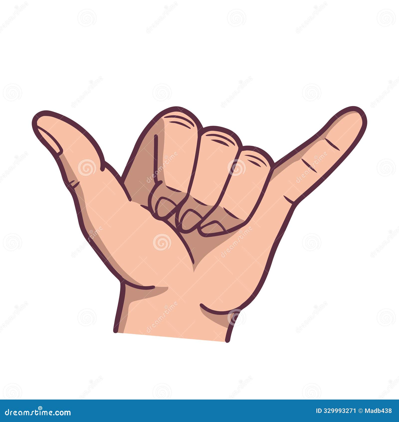 Colored Illustration of a Shaka Gesture. Vector. Stock Illustration ...