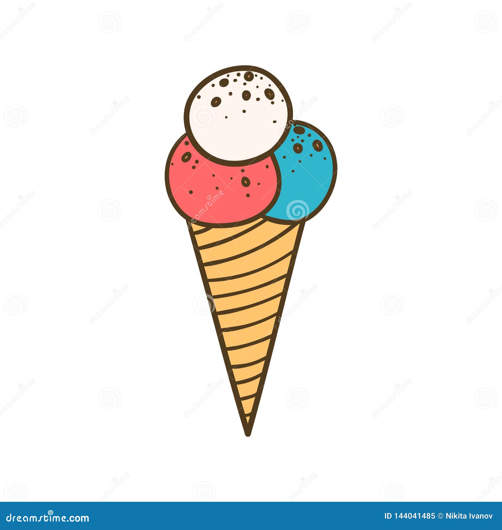 Colored Illustration of a Tasty Ice Cream Corn Stock Vector ...