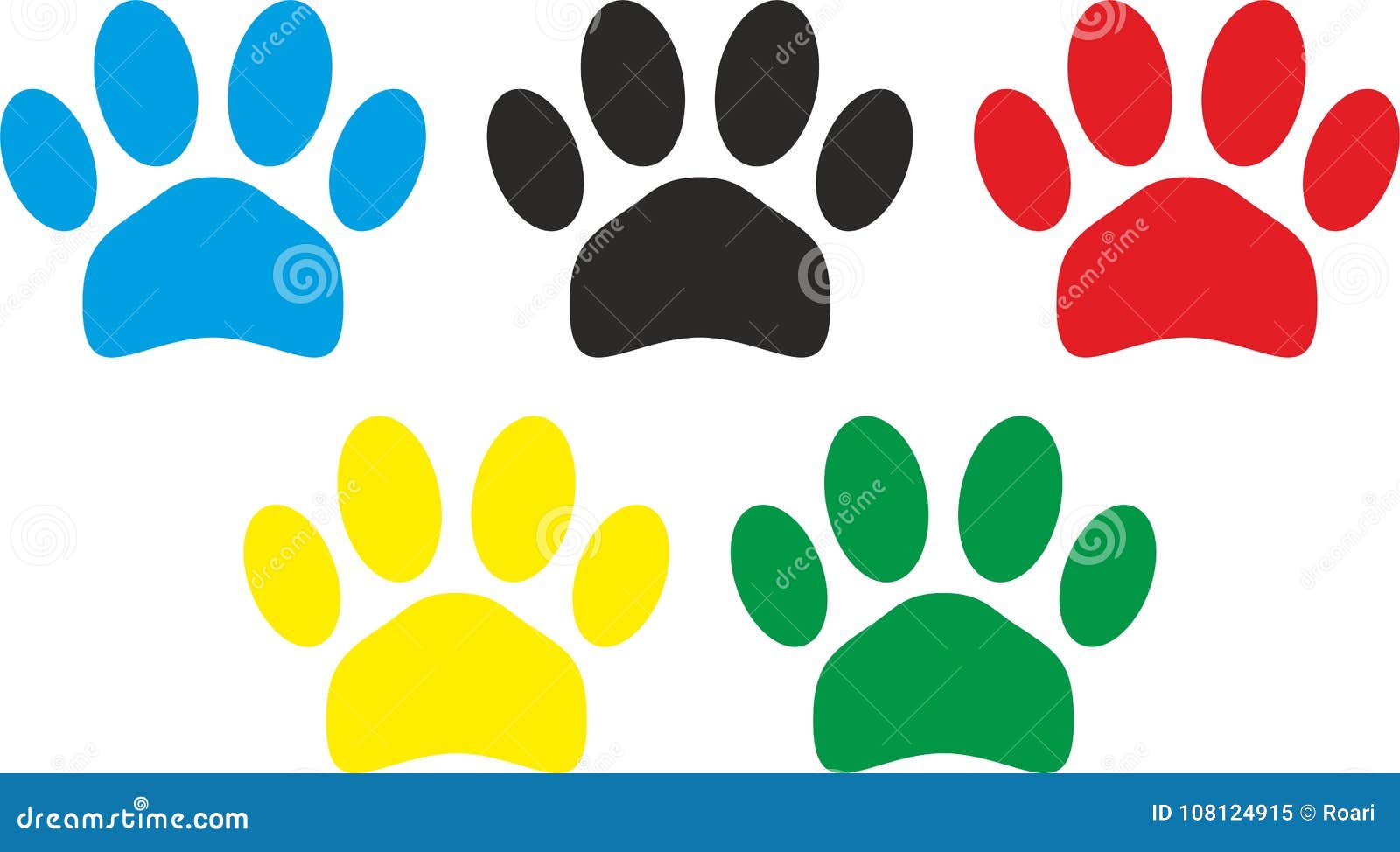 Colored Imprints of the Dog Paws Stock Illustration - Illustration of ...