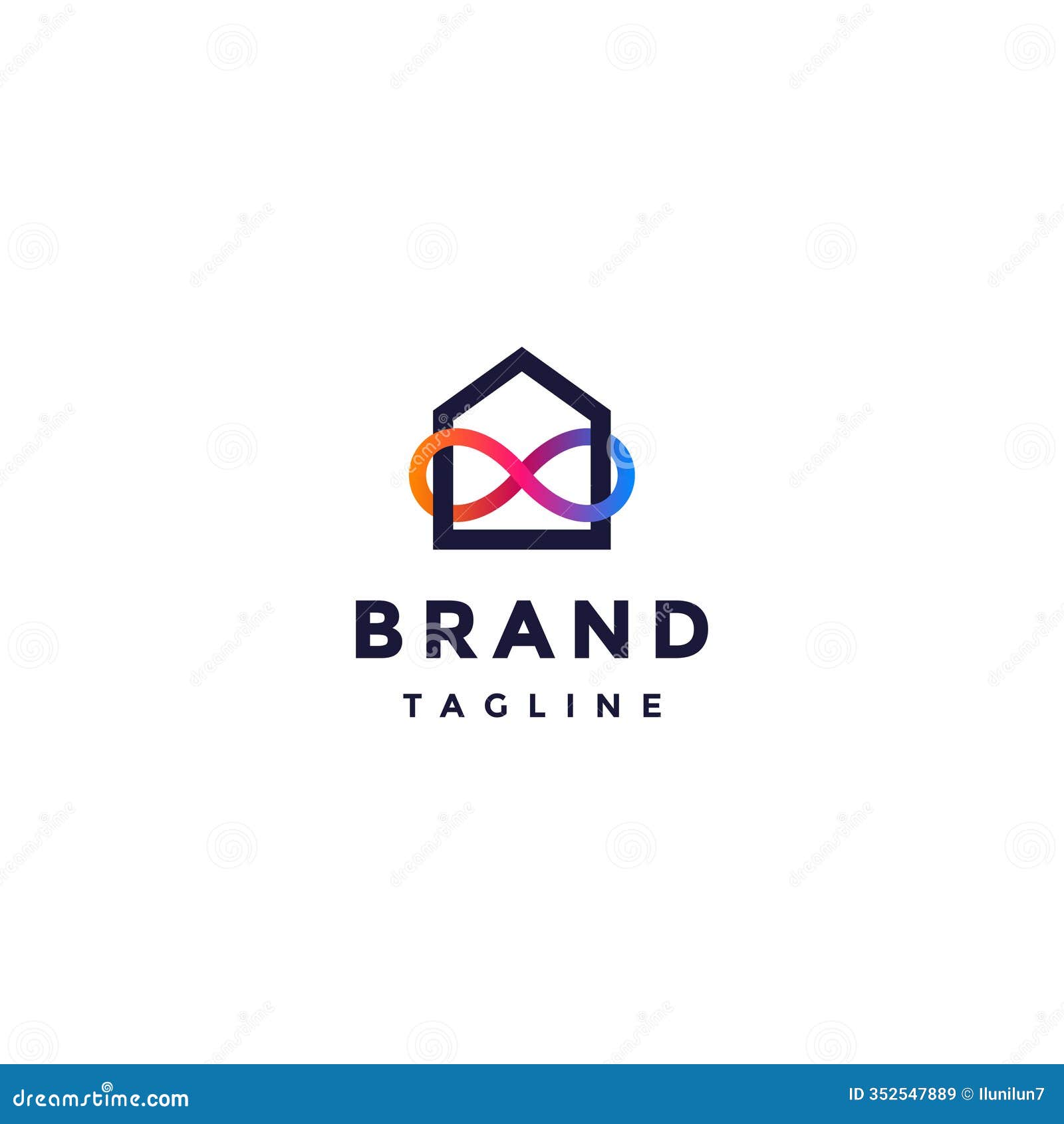 Colored Infinity Lines Bind Home Logo Design Stock Vector ...