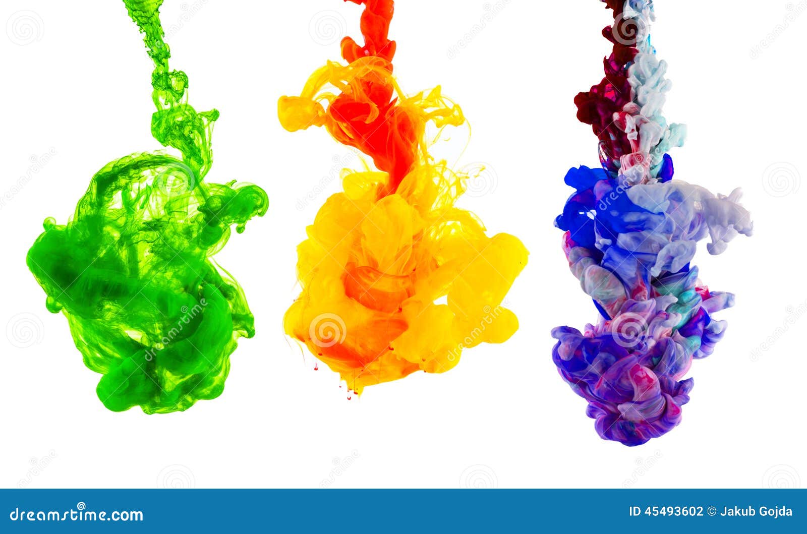 Colored Ink Isolated on White Background Stock Photo - Image of flowing ...