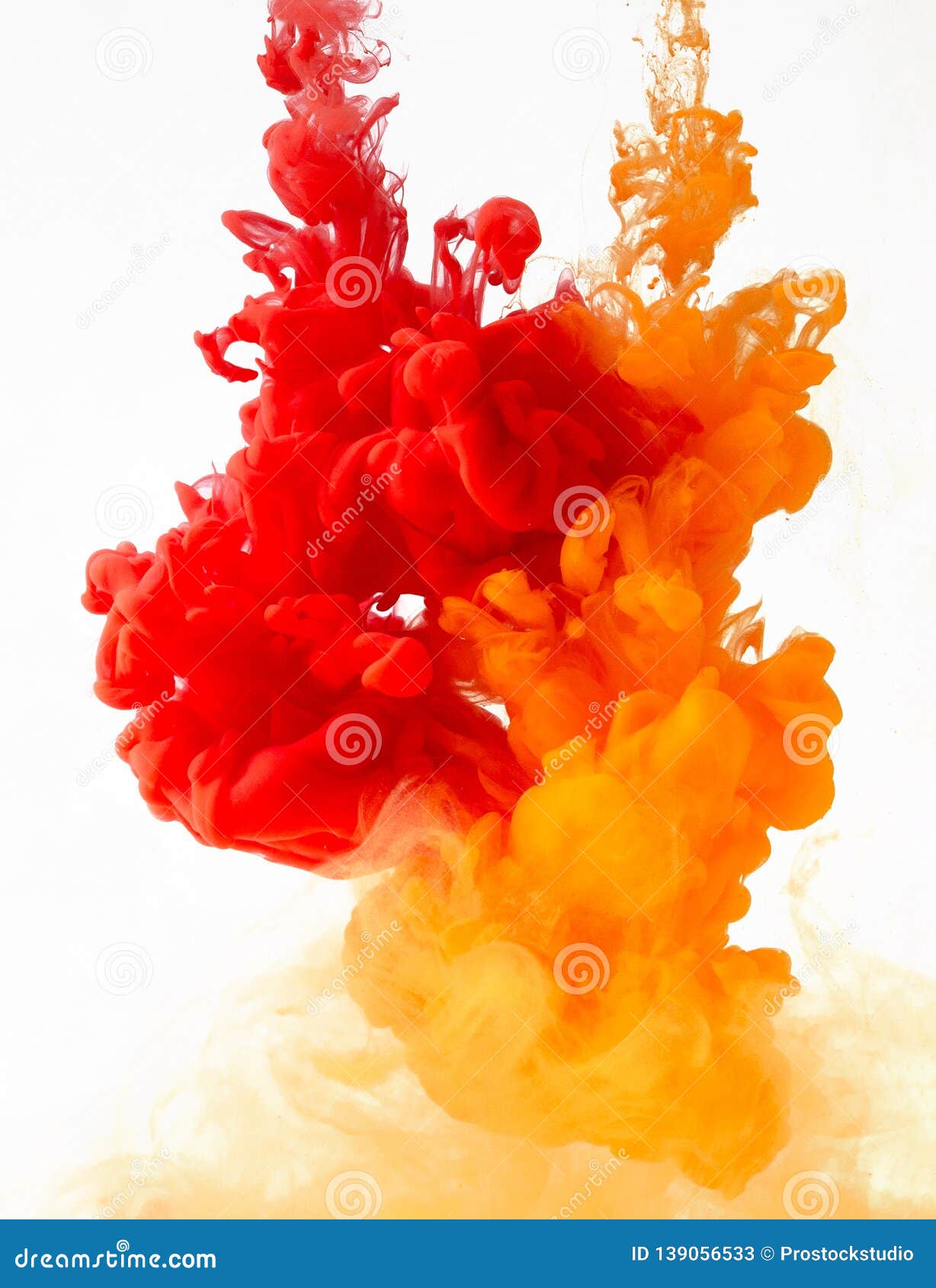 Colored Ink in Water Creating Abstract Shape, Isolated on White ...