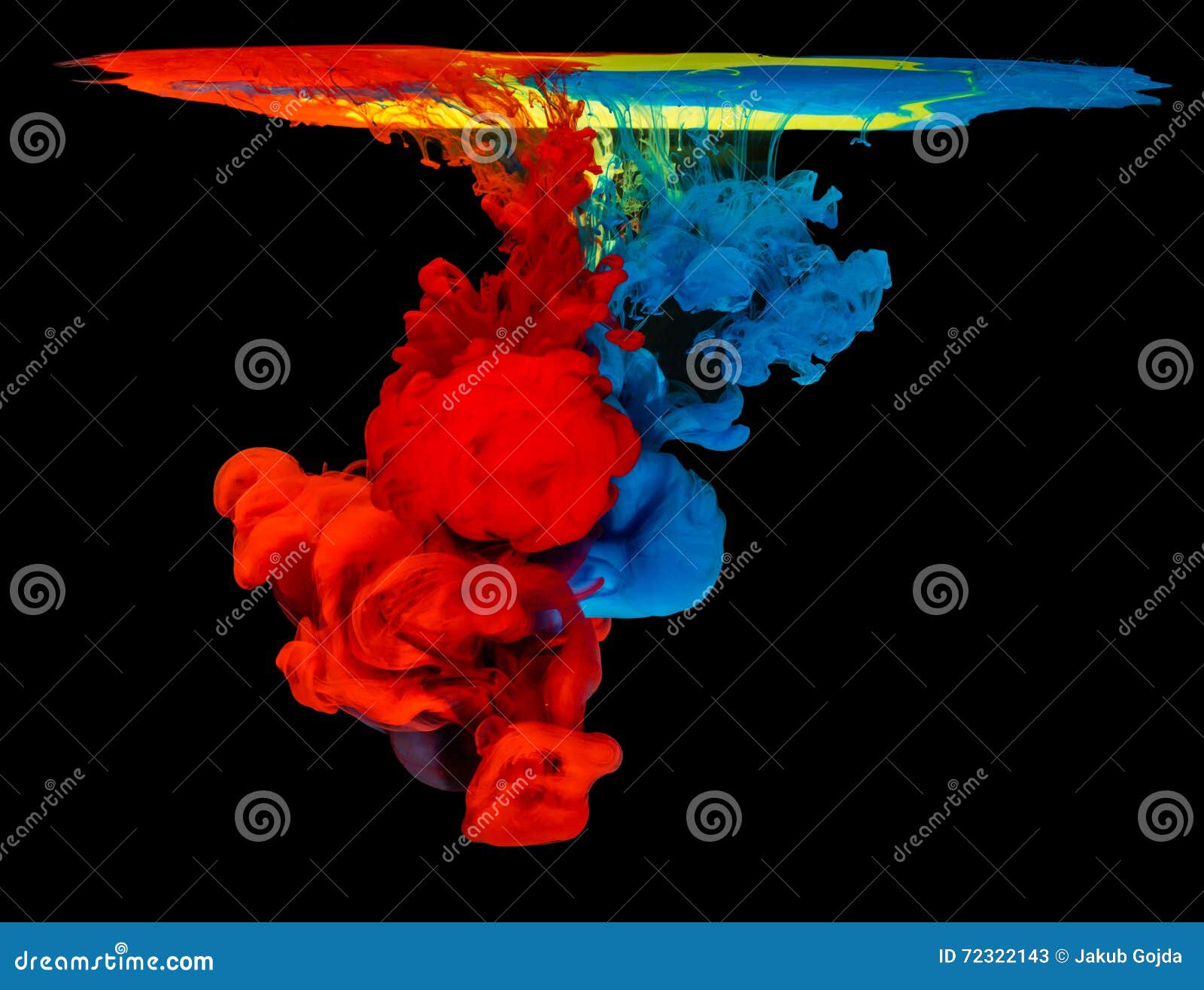Colored Ink in Water Creating Abstract Shape Stock Image - Image of ...