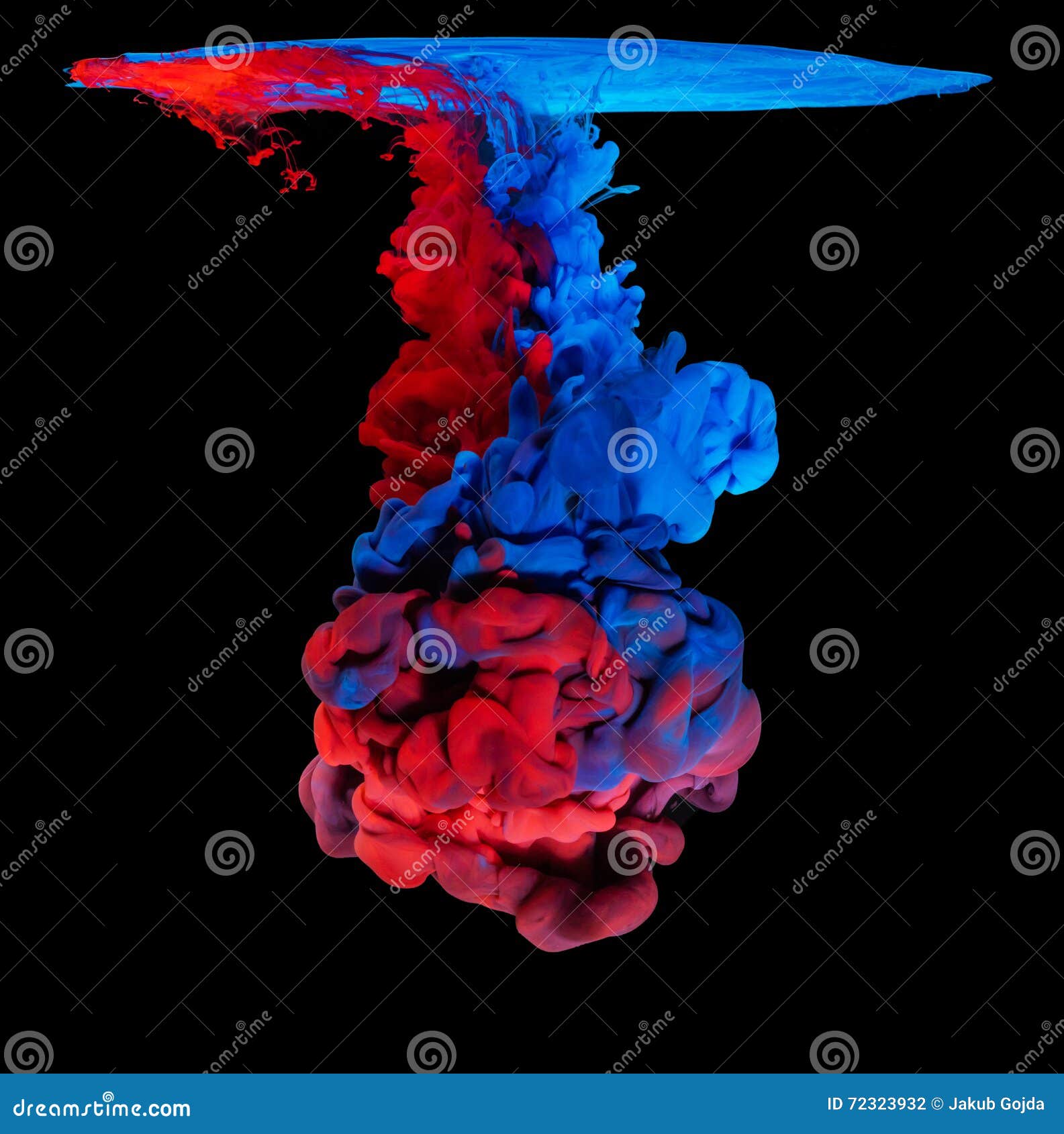 Colored Ink in Water Creating Abstract Shape Stock Photo - Image of ...