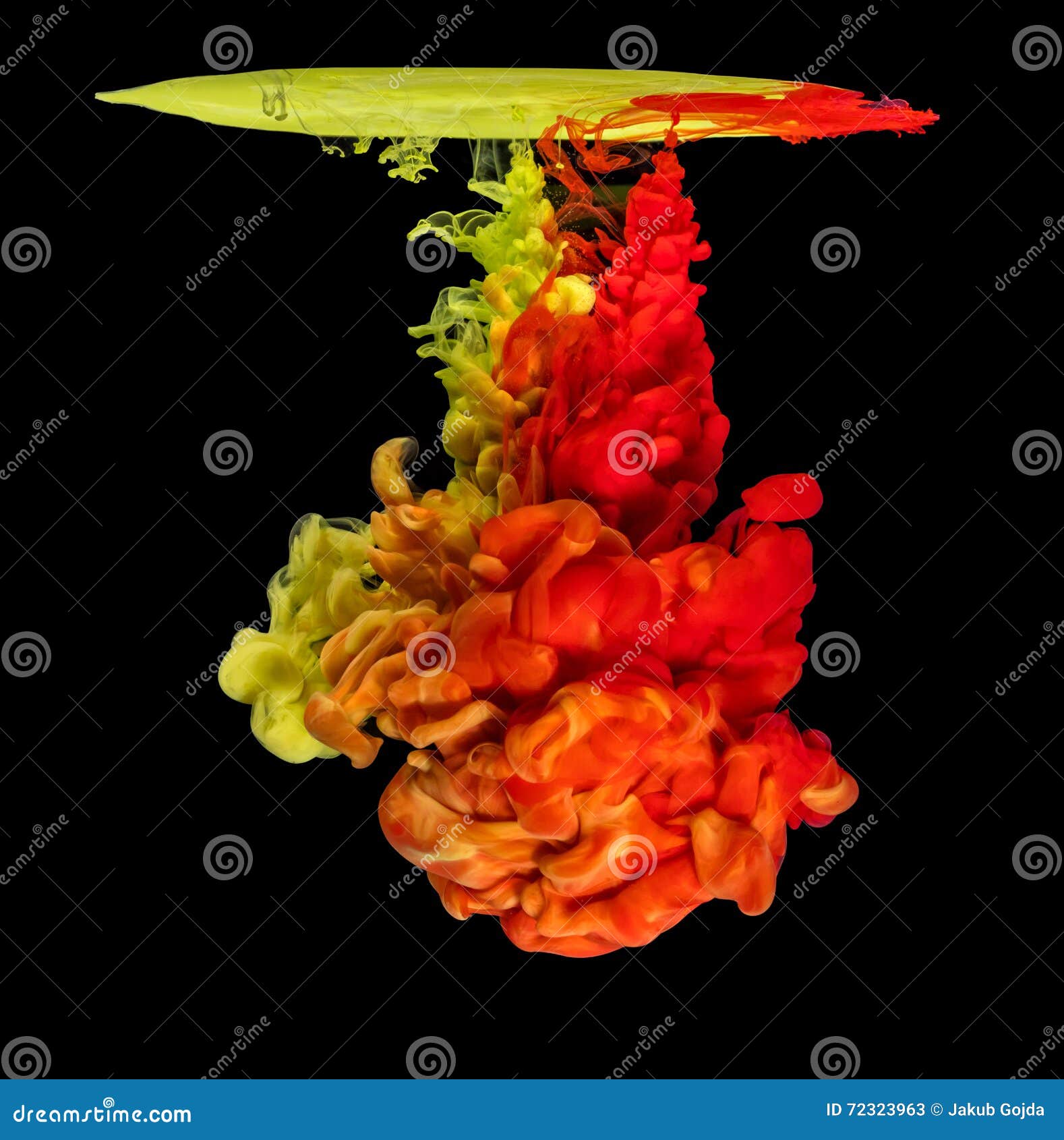 Colored Ink in Water Creating Abstract Shape Stock Image - Image of ...