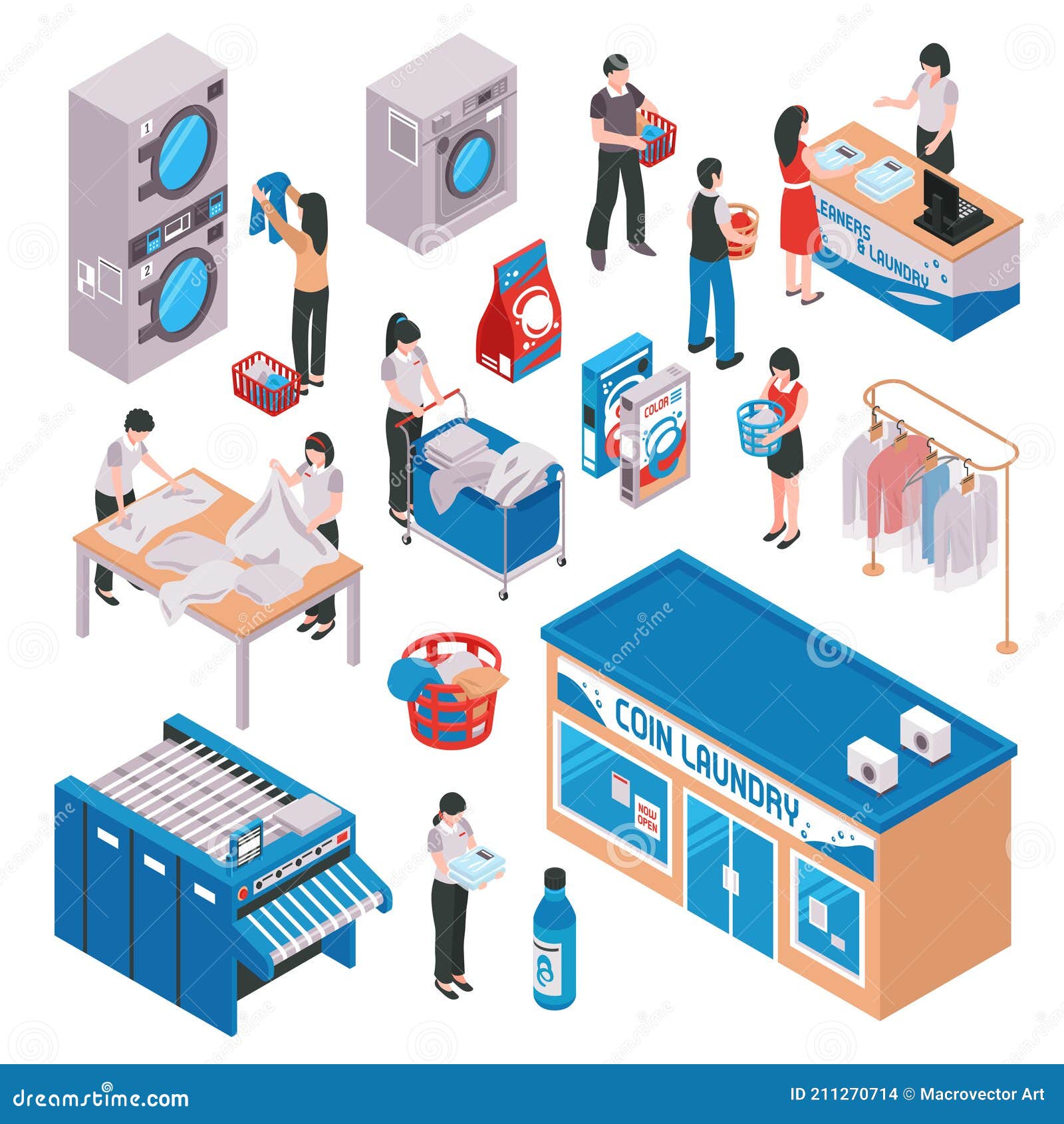 Isometric Laundry Icon Set Vector Illustration | CartoonDealer.com #211270714