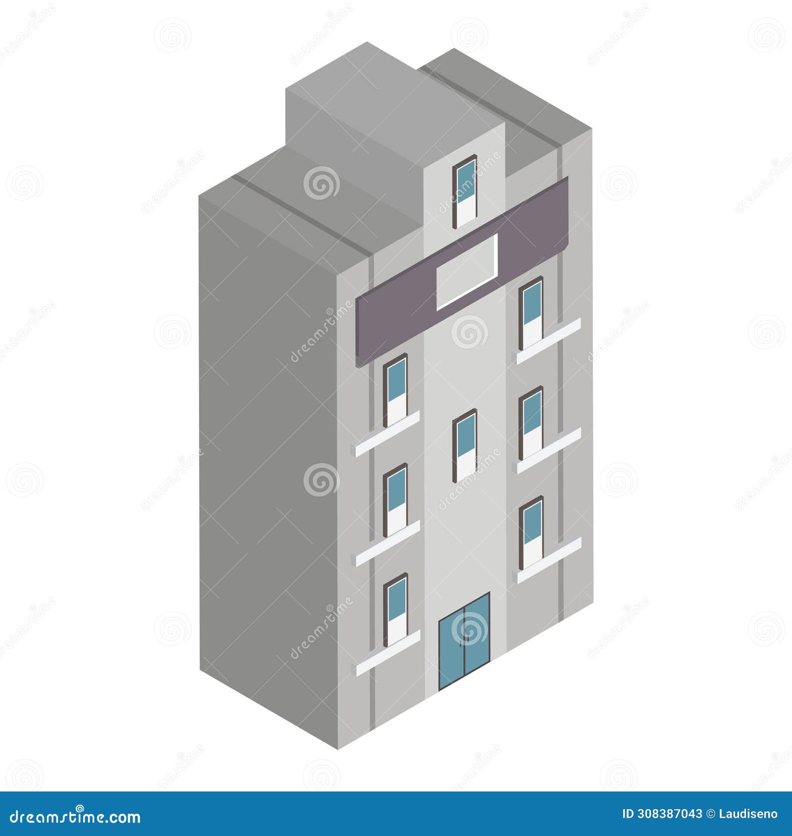 Colored Isometric Building Icon Vector Stock Illustration ...