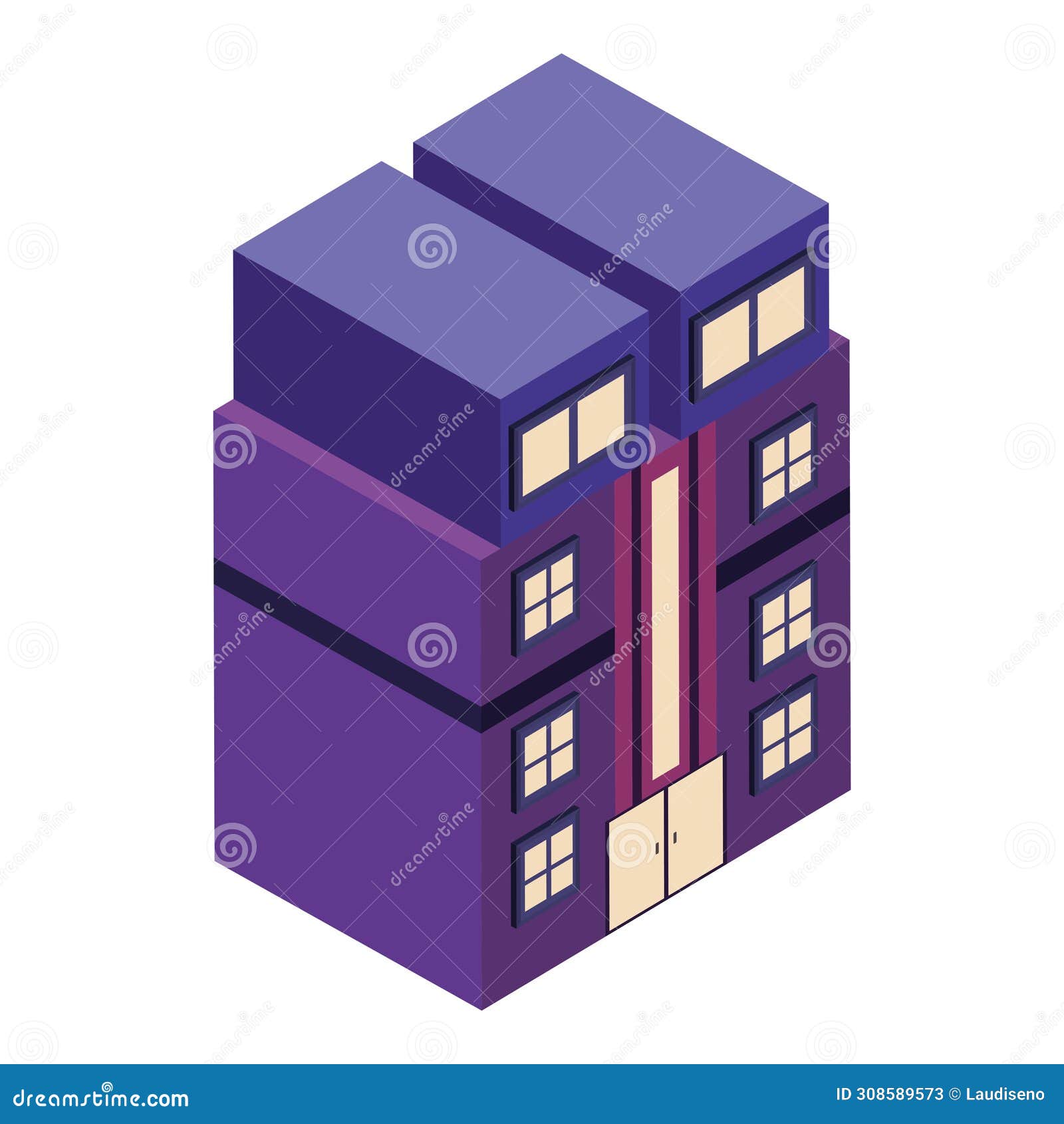 Colored Isometric Building Icon Vector Stock Illustration ...