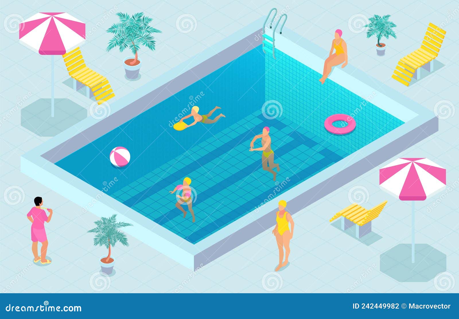 Colored Isometric Swimming Pool Composition Stock Illustration ...