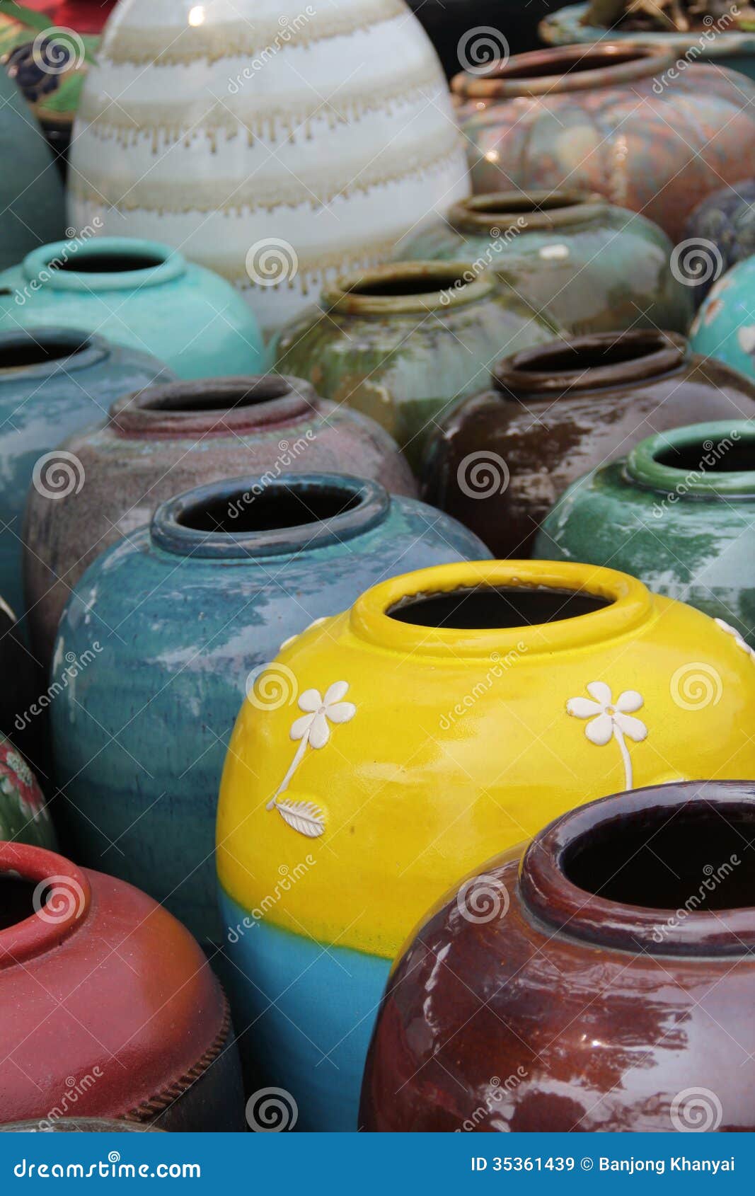 Colored jars stock image. Image of earthen, decorative - 35361439