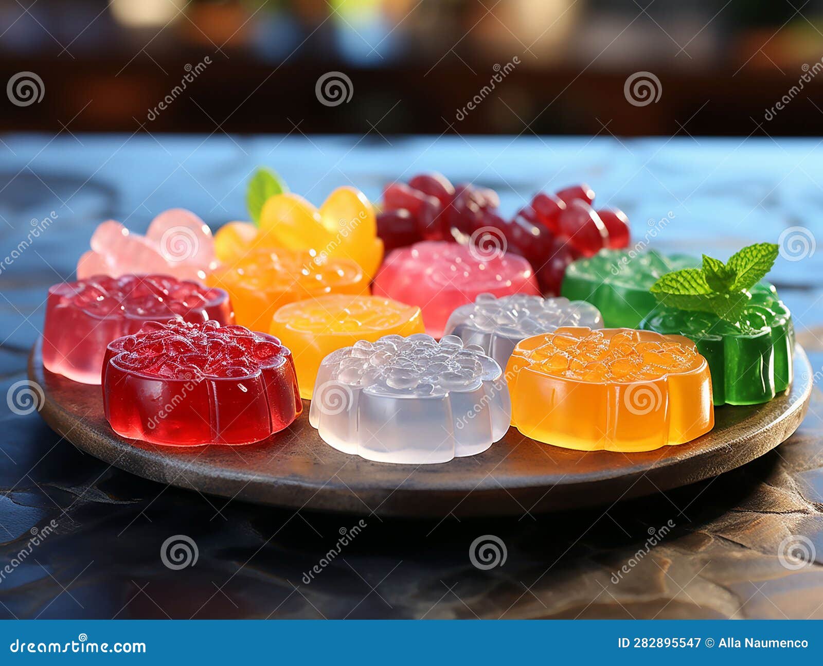 Colored Jelly Candies in Plate Stock Illustration - Illustration of ...