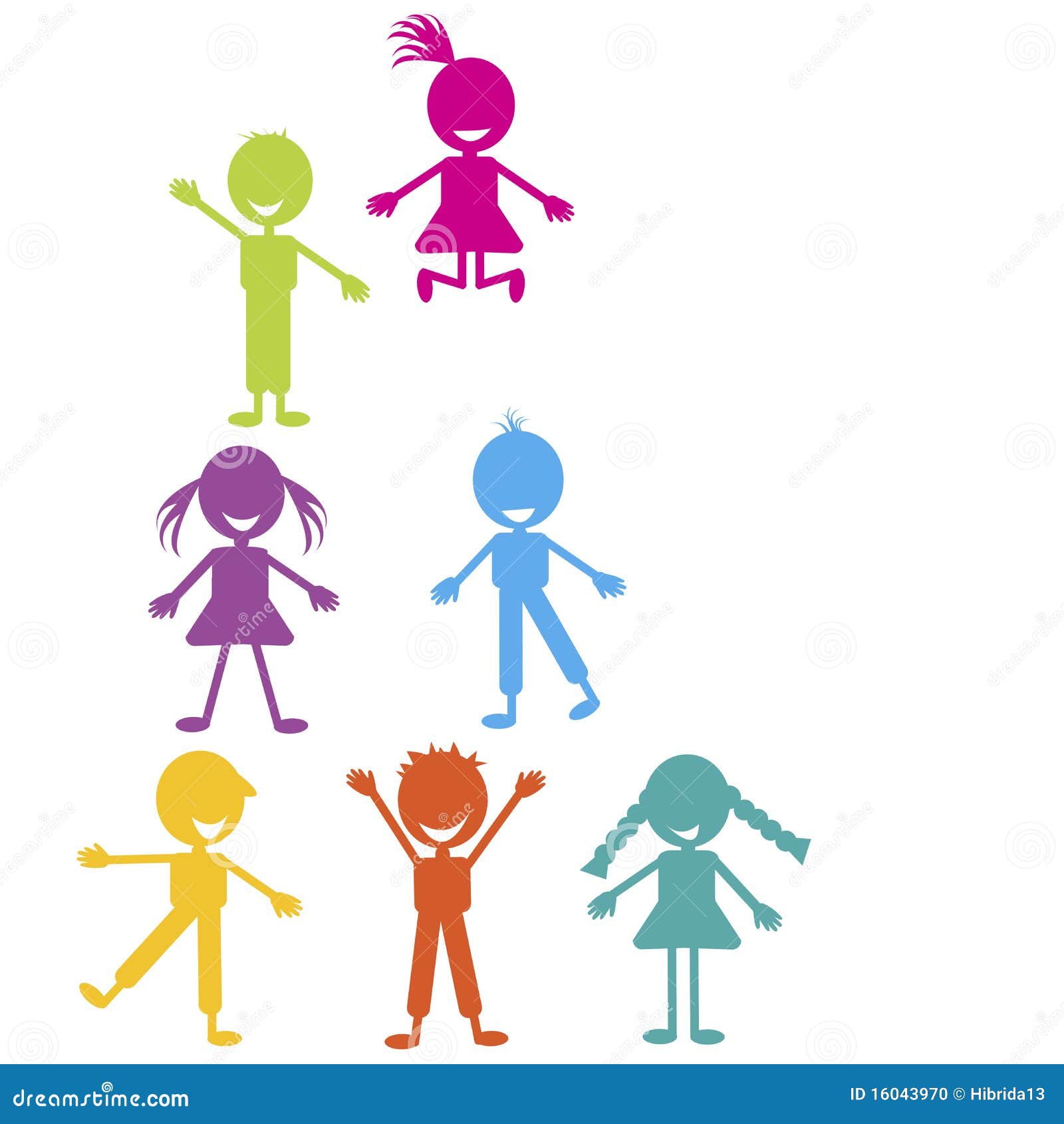 Colored kids playing stock illustration. Illustration of silhouette ...