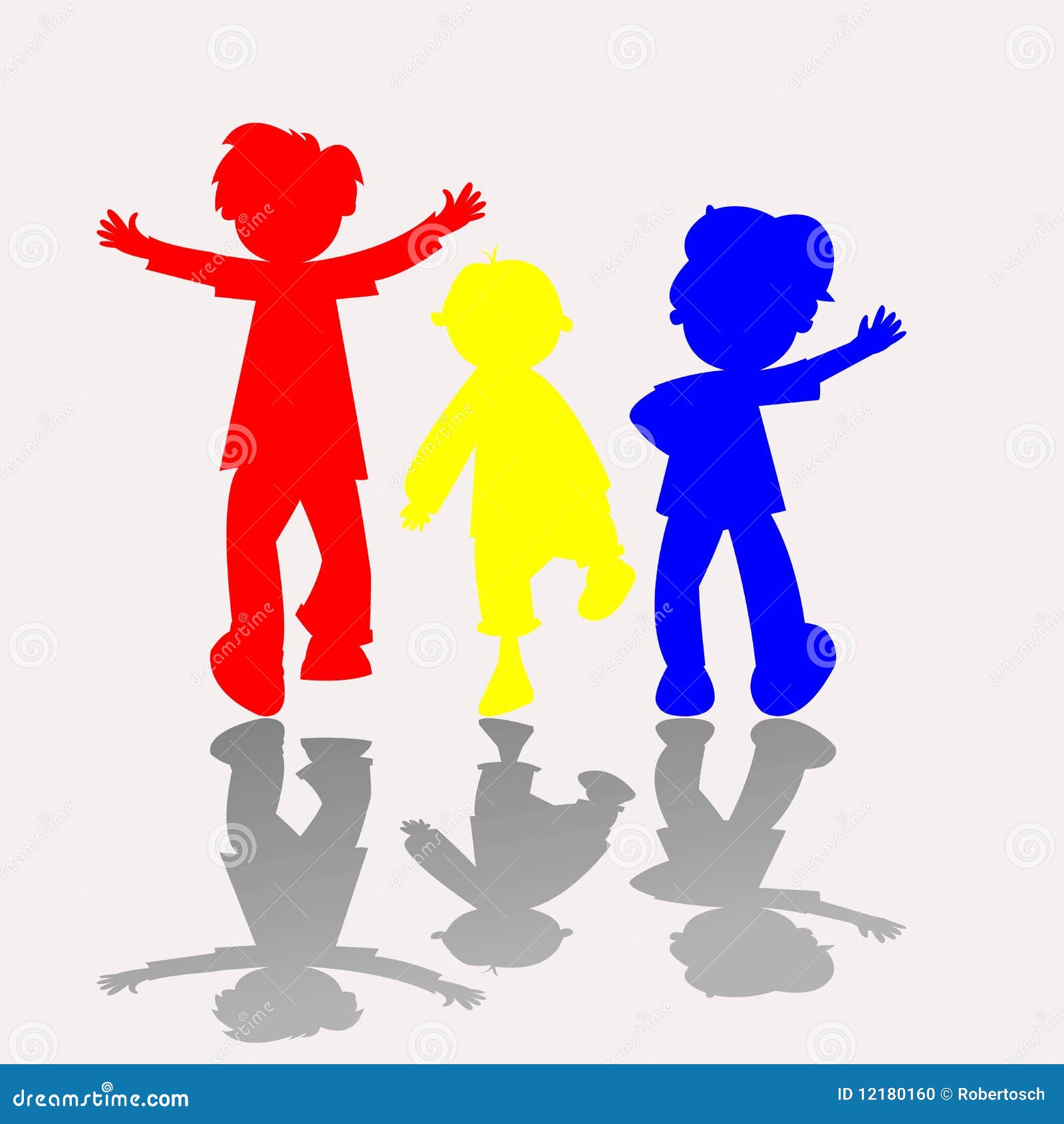 Colored kids silhouettes 2 stock vector. Illustration of green - 12180160