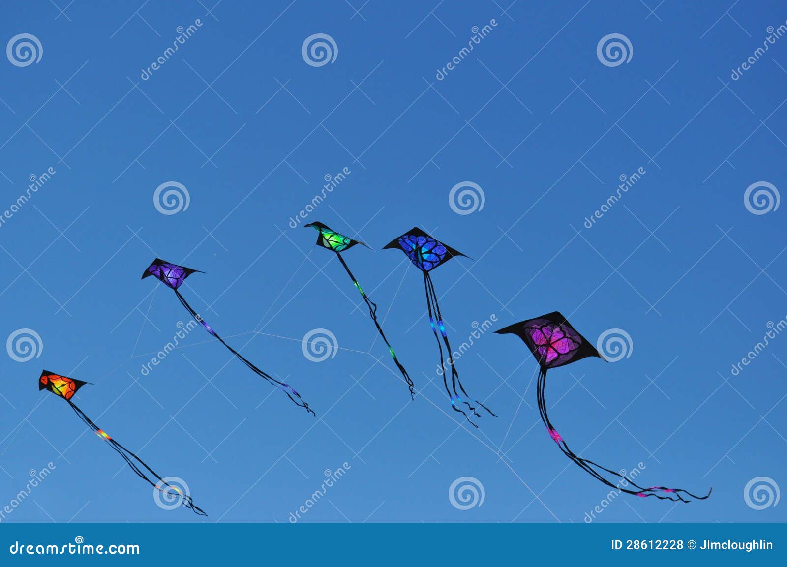Colored kites stock photo. Image of kite, blue, string - 28612228