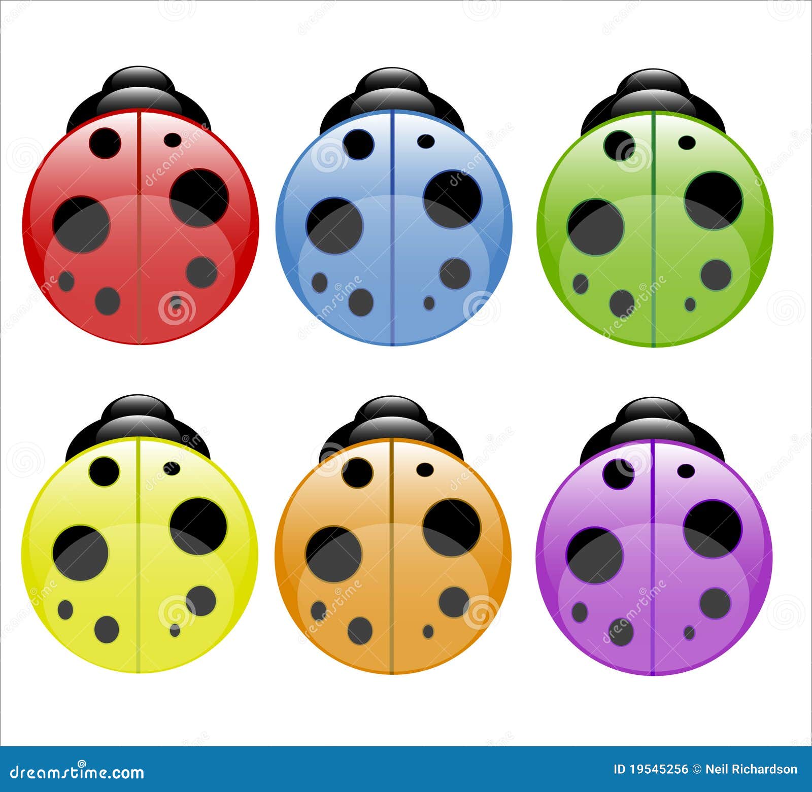 Colored Ladybirds stock vector. Illustration of tendrils - 19545256