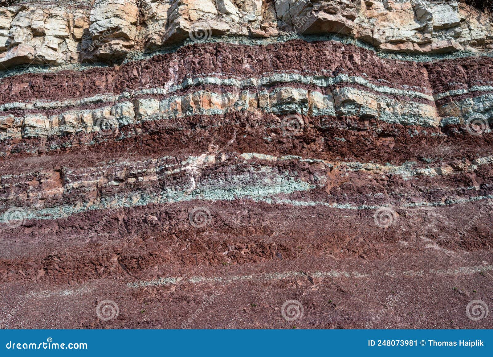 Colored Layers of Clay and Stone in the Soil Section Stock Image ...