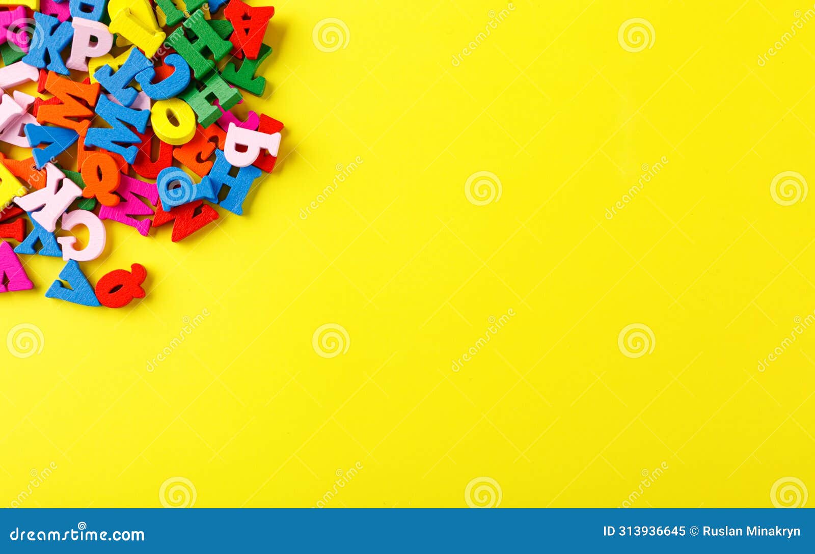 Colored Letters of the Alphabet on a Yellow Background Stock Image ...