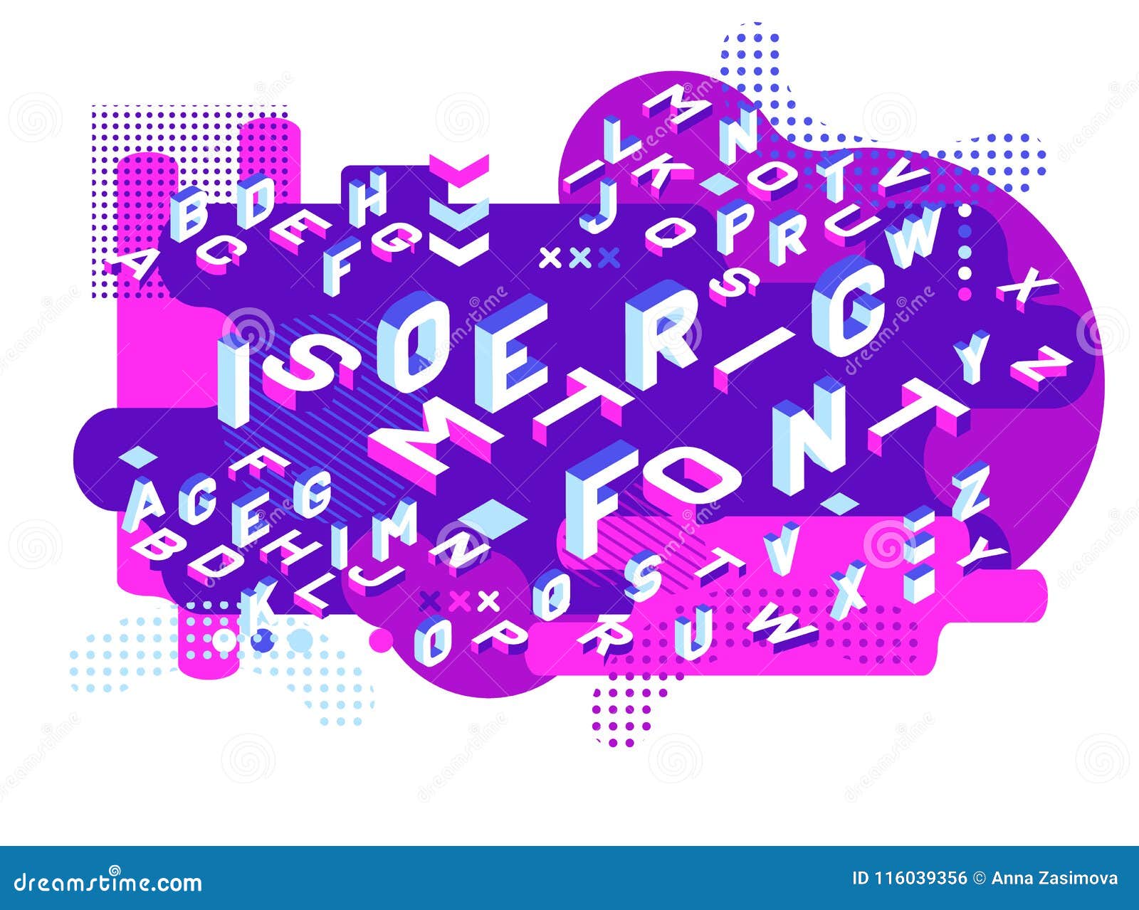 Colored Letters Memphis Style. Isometric Letters Set. Creative Trend ...
