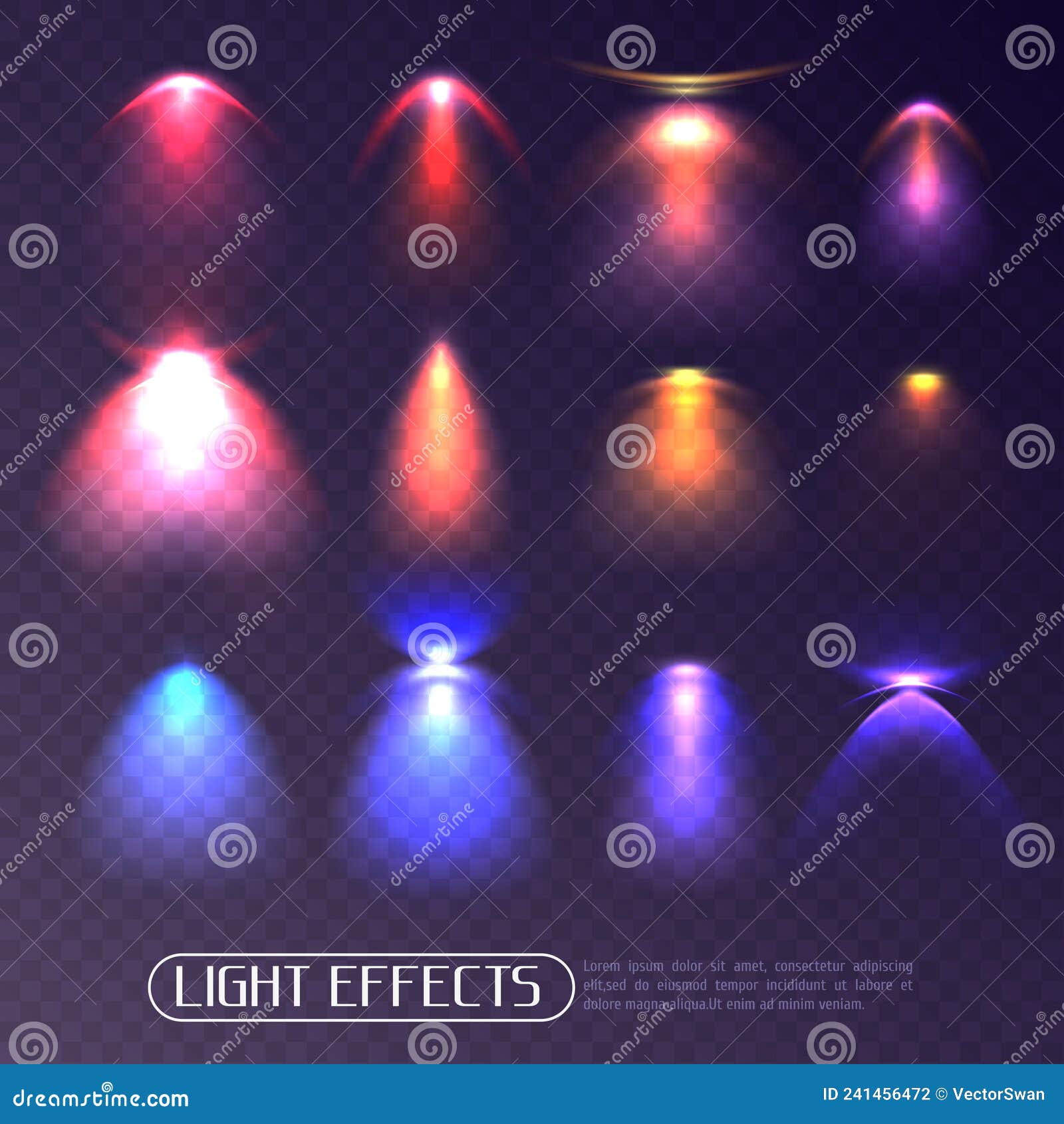 Colored Light Effects Transparent Set Stock Vector - Illustration of ...