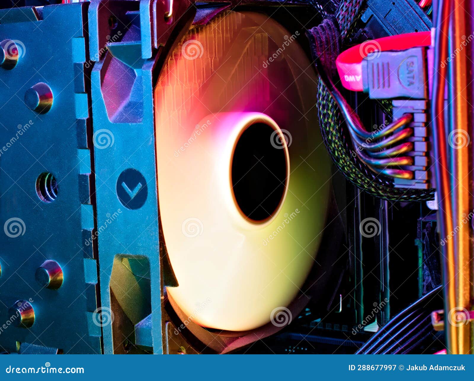 Colored Light Up CPU Cooler Stock Image - Image of circle, motherboard ...