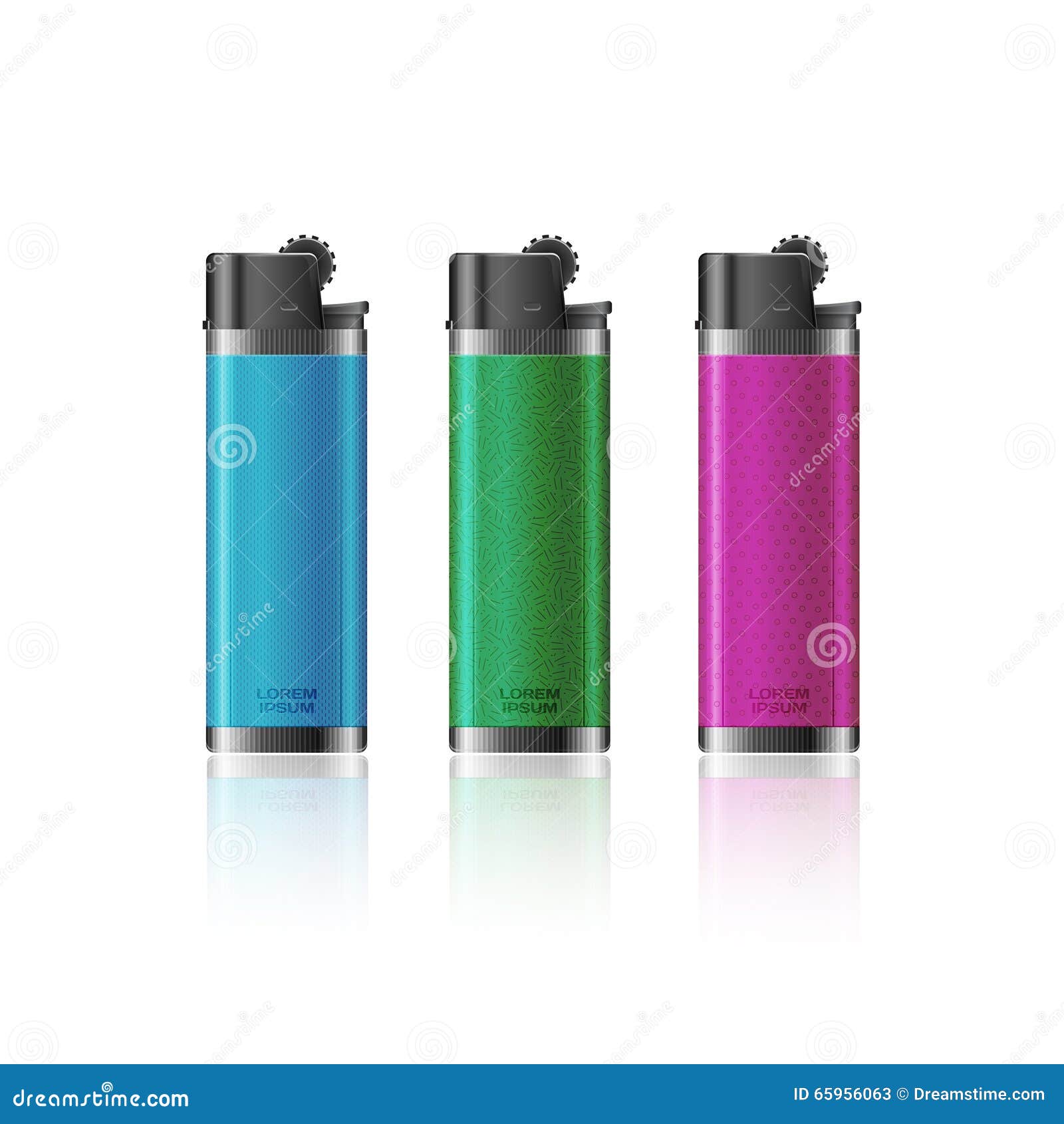 Colored Lighters on White Background. Stock Vector - Illustration of ...