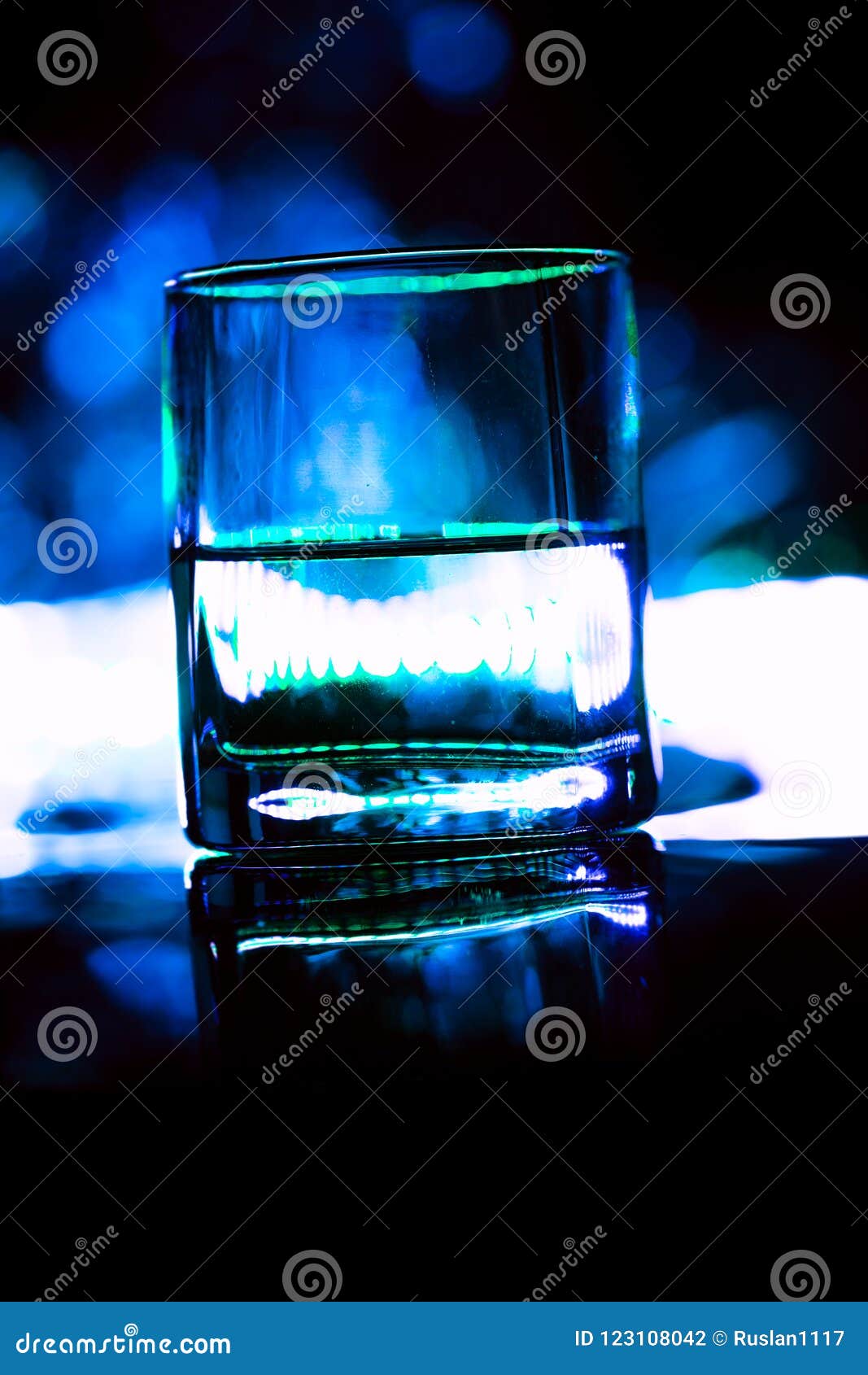 Colored Lighting of Glasses in the Night Club Bar Stock Photo - Image ...